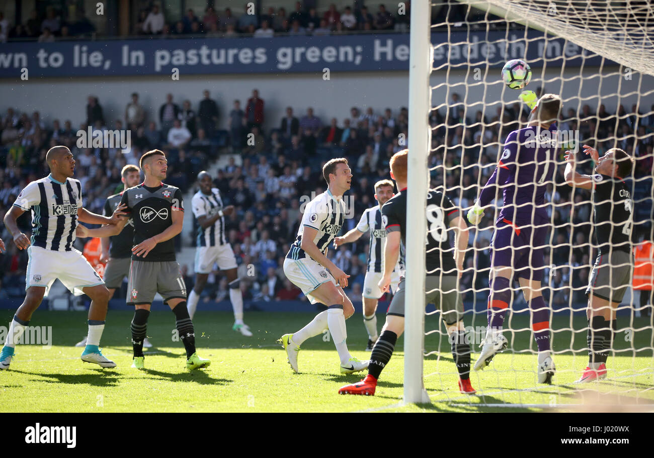 Southampton goalkeeper Fraser Forster makes a last minute save during ...