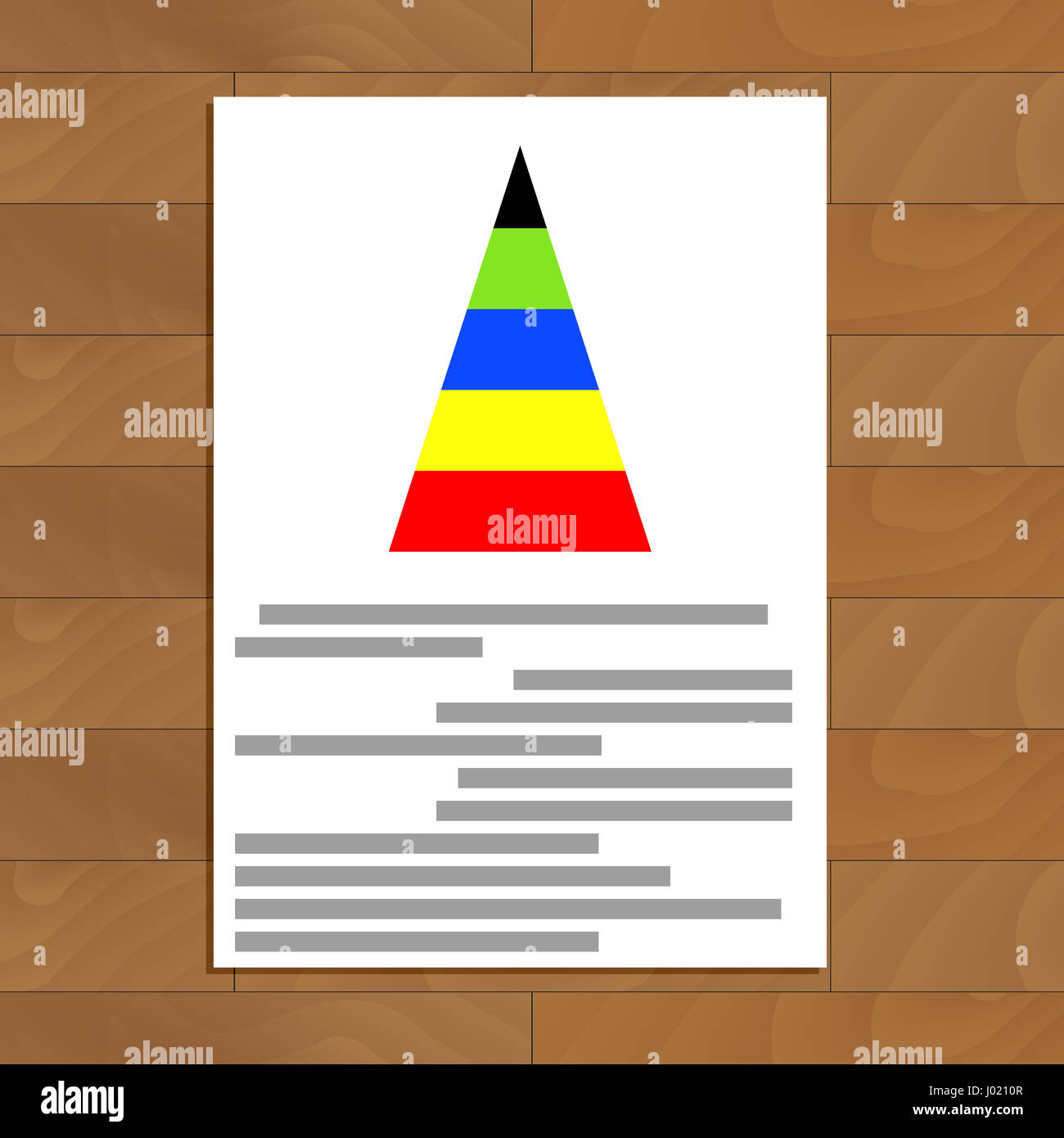 Document with color pyramid graphic. Annual economic information graph ...