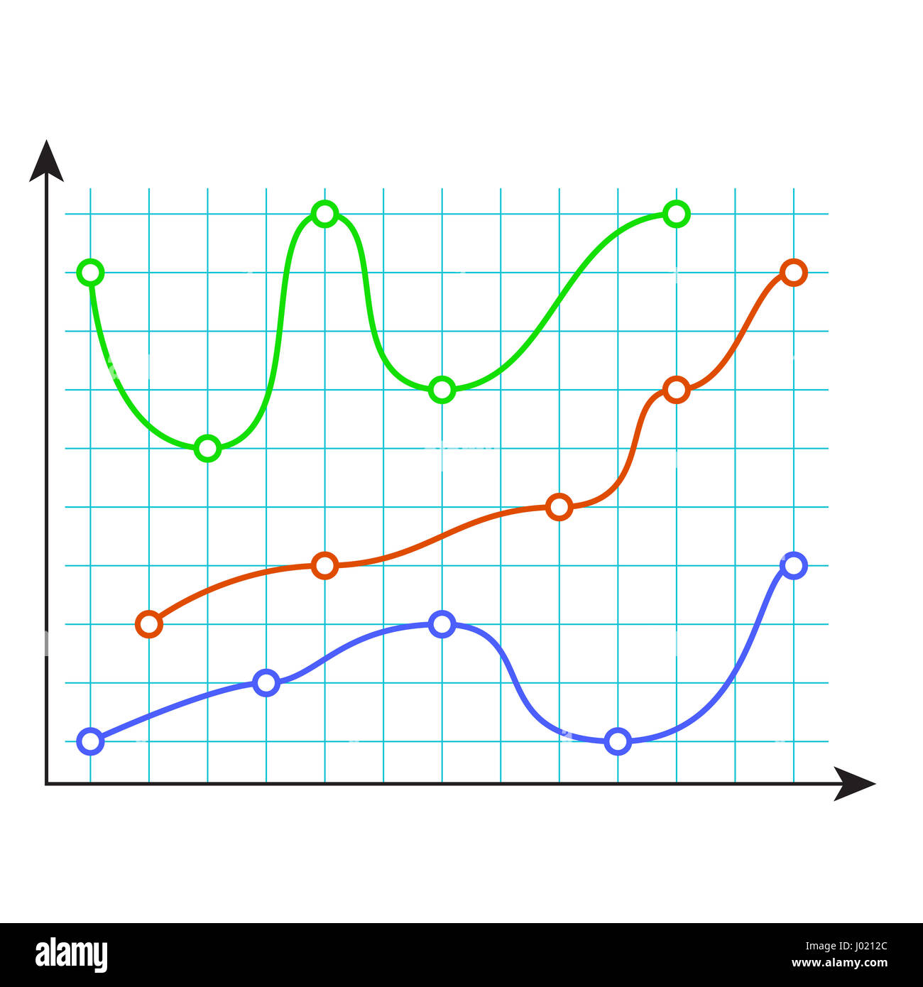 Curve color chart. Financial data chart isolated on white. Vector ...