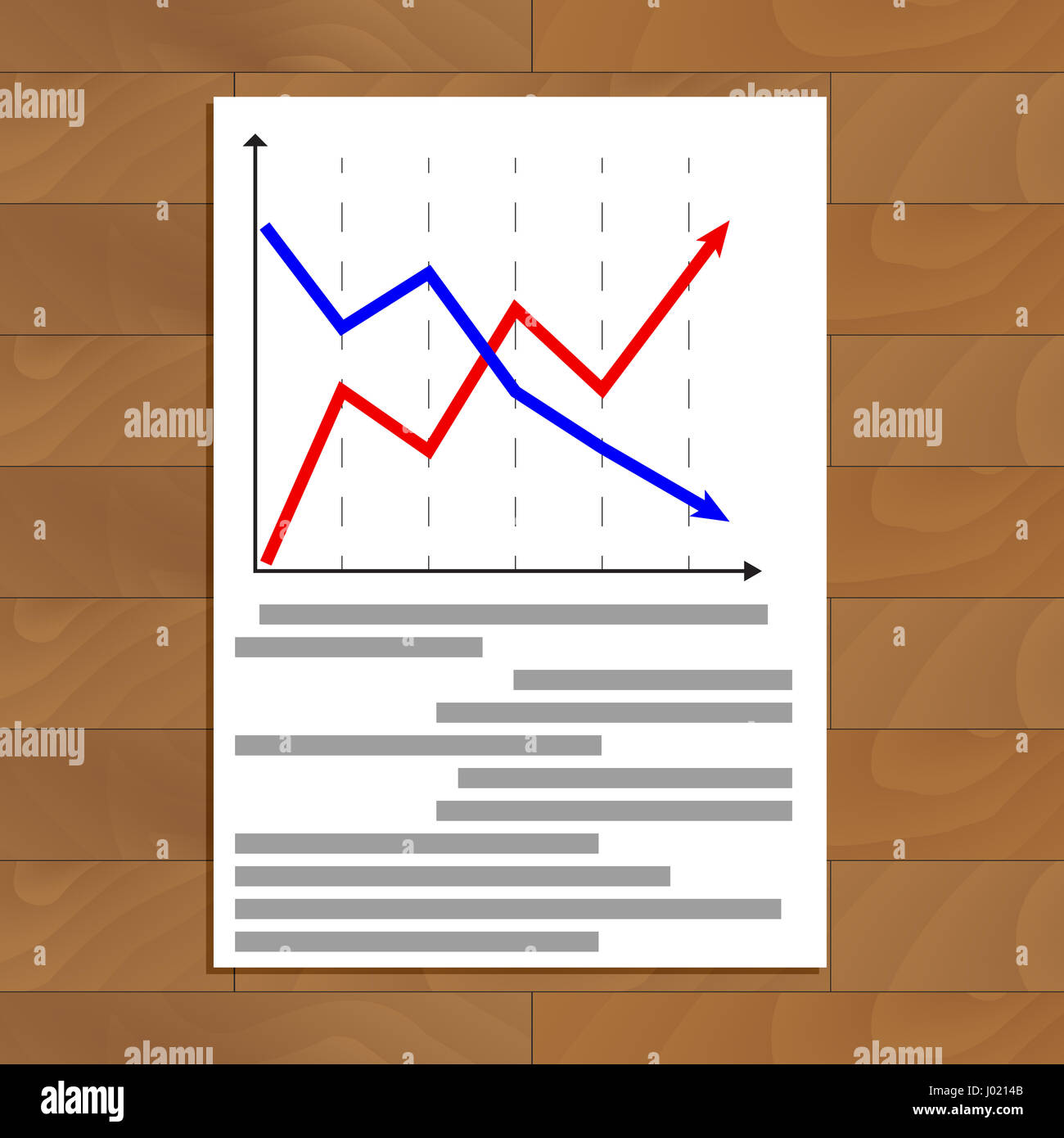 Document with arrow chart. Diagram analysis plan, vector illustration ...