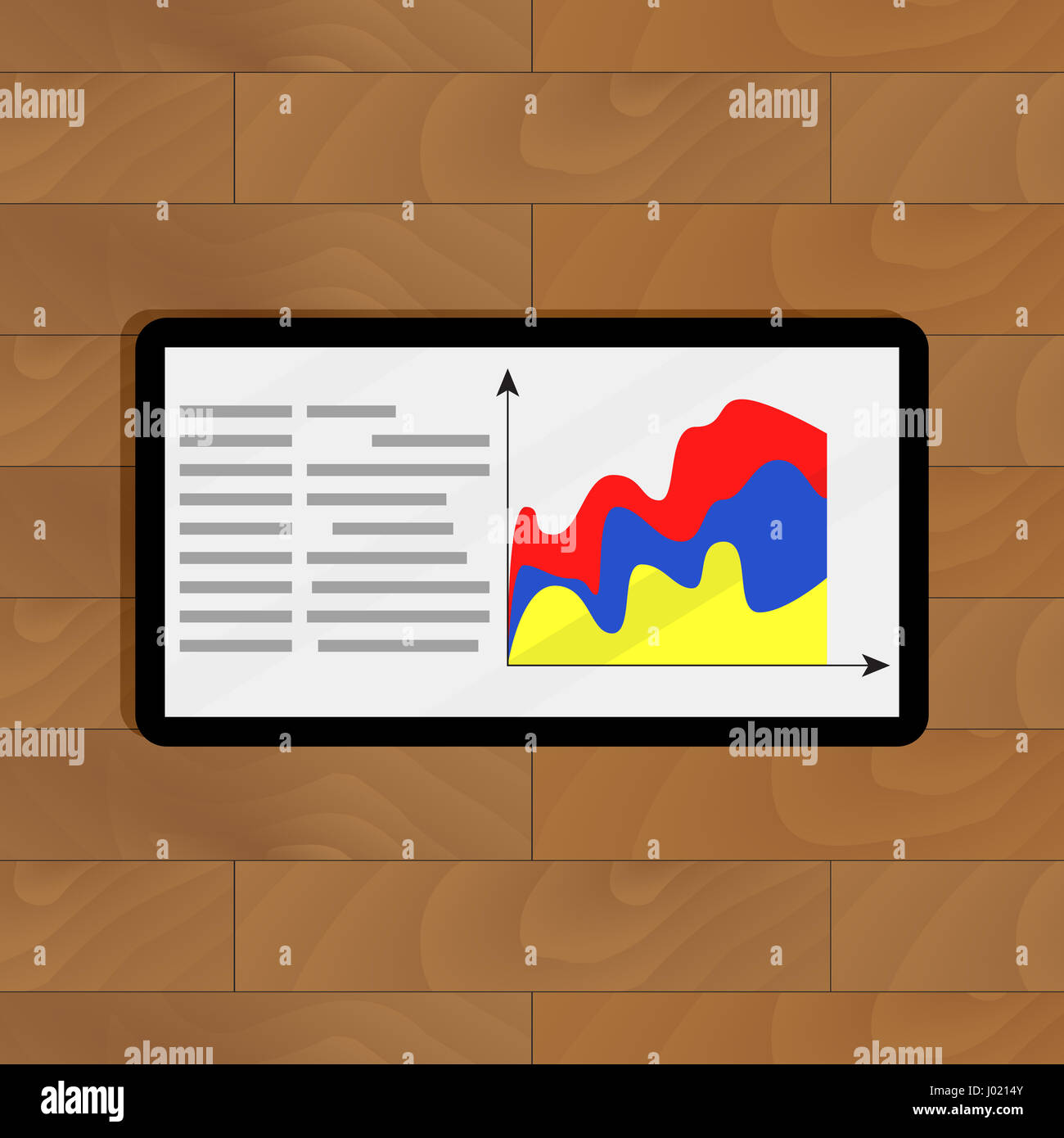 Layer chart on tablet. Color chart information, vector illustration ...
