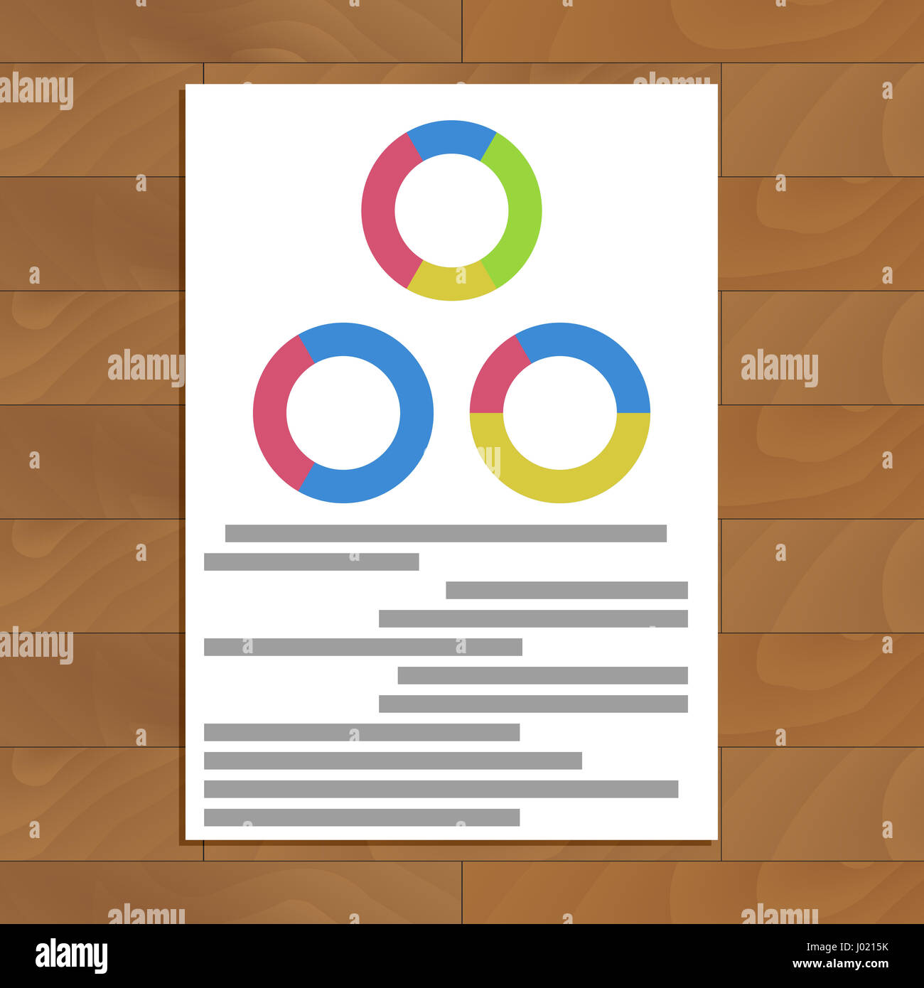 Document with round charts. Infochart graph analytics financial, vector ...