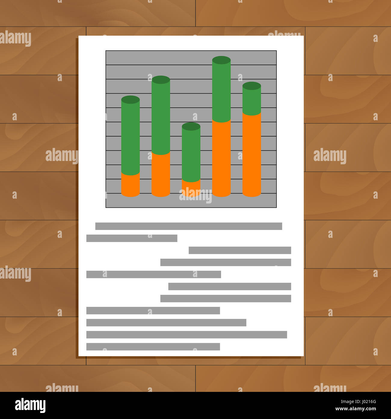Document with layer chart. Business development analysis on rate ...