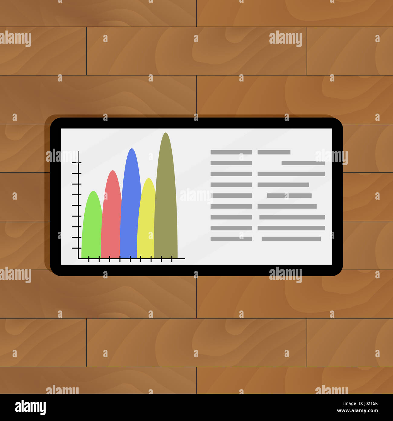 Tablet with color info chart. Infographic on device, vector ...