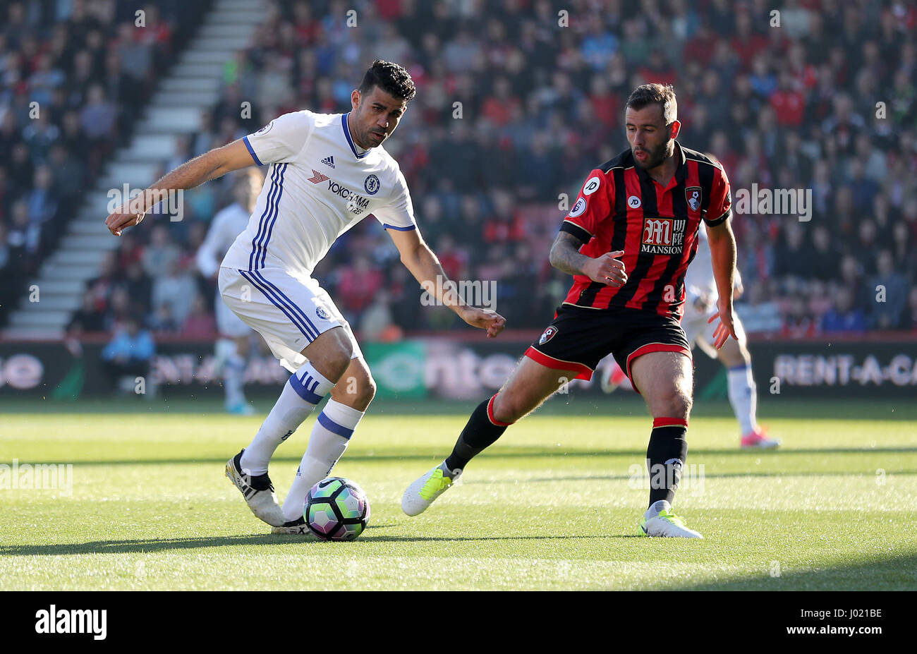Chelsea's Diego Costa (left) and AFC Bournemouth's Steve Cook (right ...