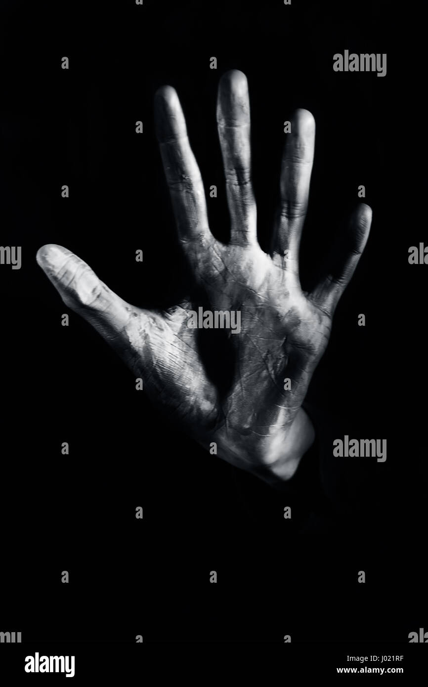 Human hands painted with poster color Stock Photo - Alamy
