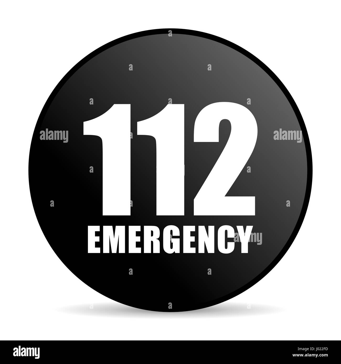 Number emergency 112 black color web design round internet icon on ...