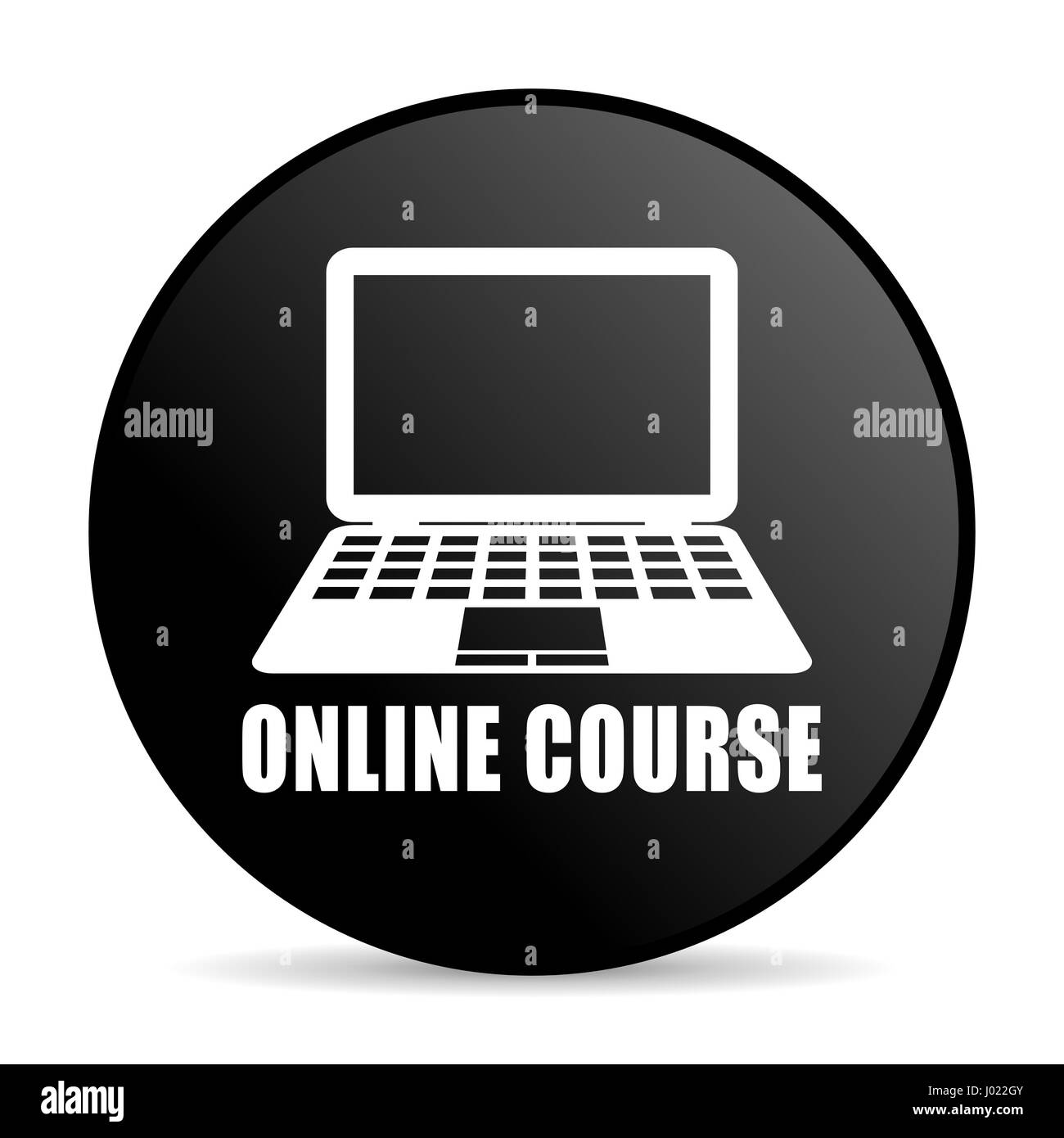Online course black color web design round internet icon on white ...