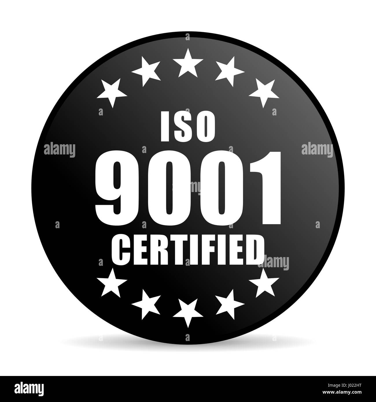 Iso 9001 black color web design round internet icon on white background ...