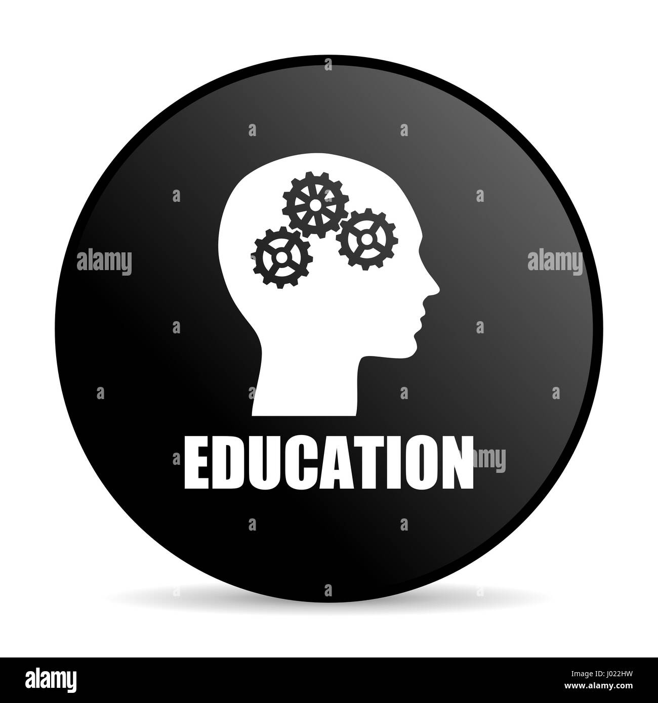 Education black color web design round internet icon on white ...