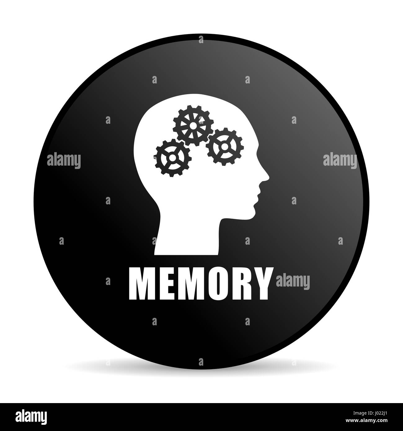 Memory black color web design round internet icon on white background ...