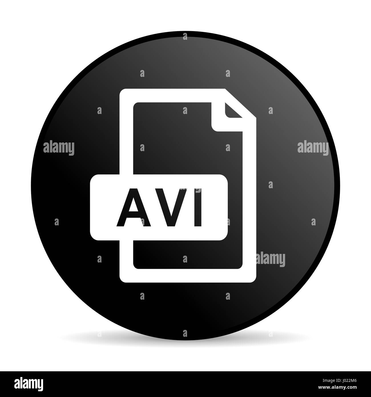 Avi file black color web design round internet icon on white background ...