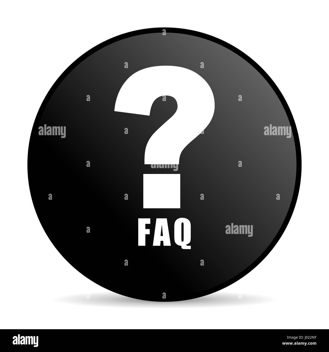 Faq black color web design round internet icon on white background ...