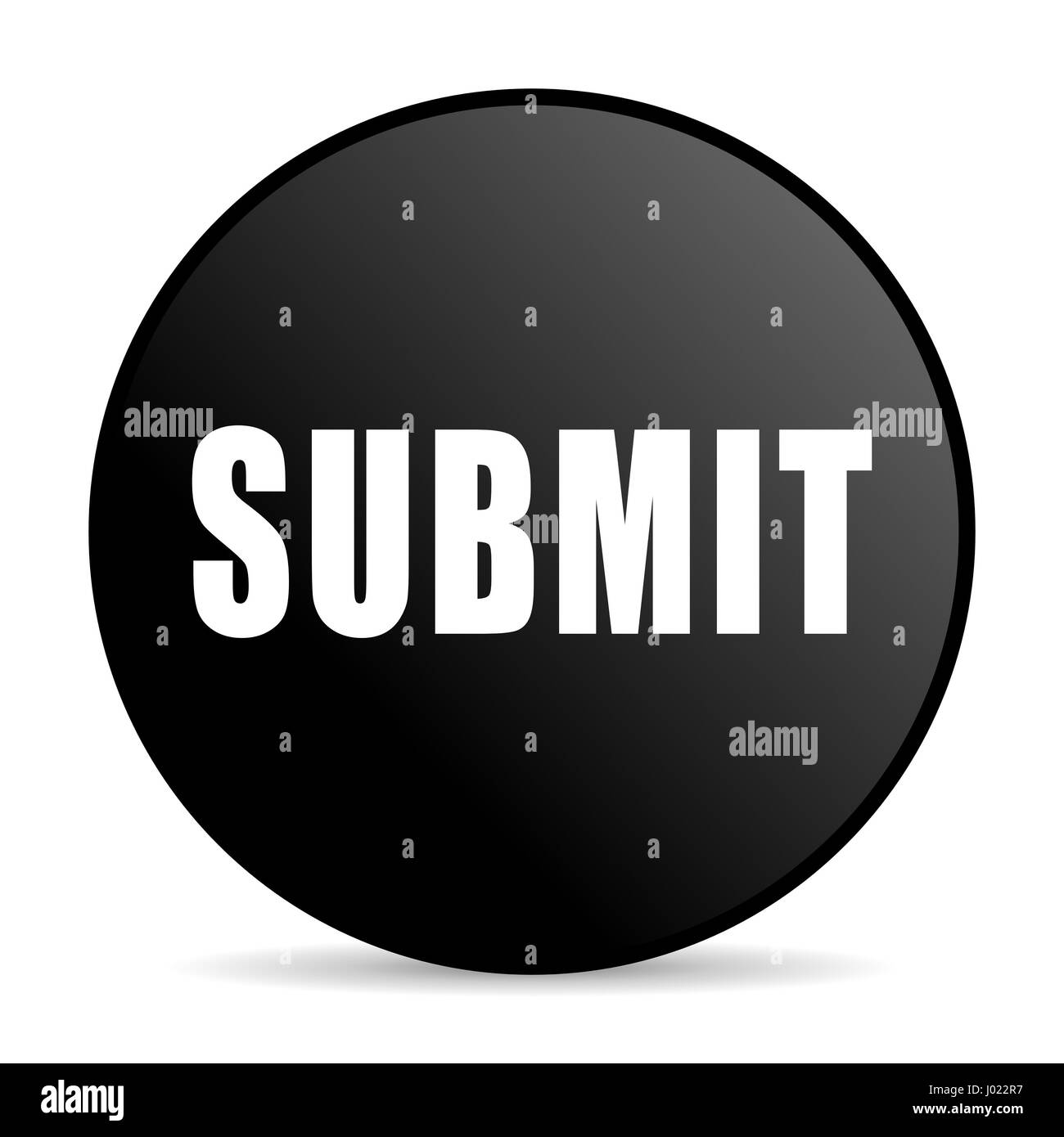 Submit black color web design round internet icon on white background ...