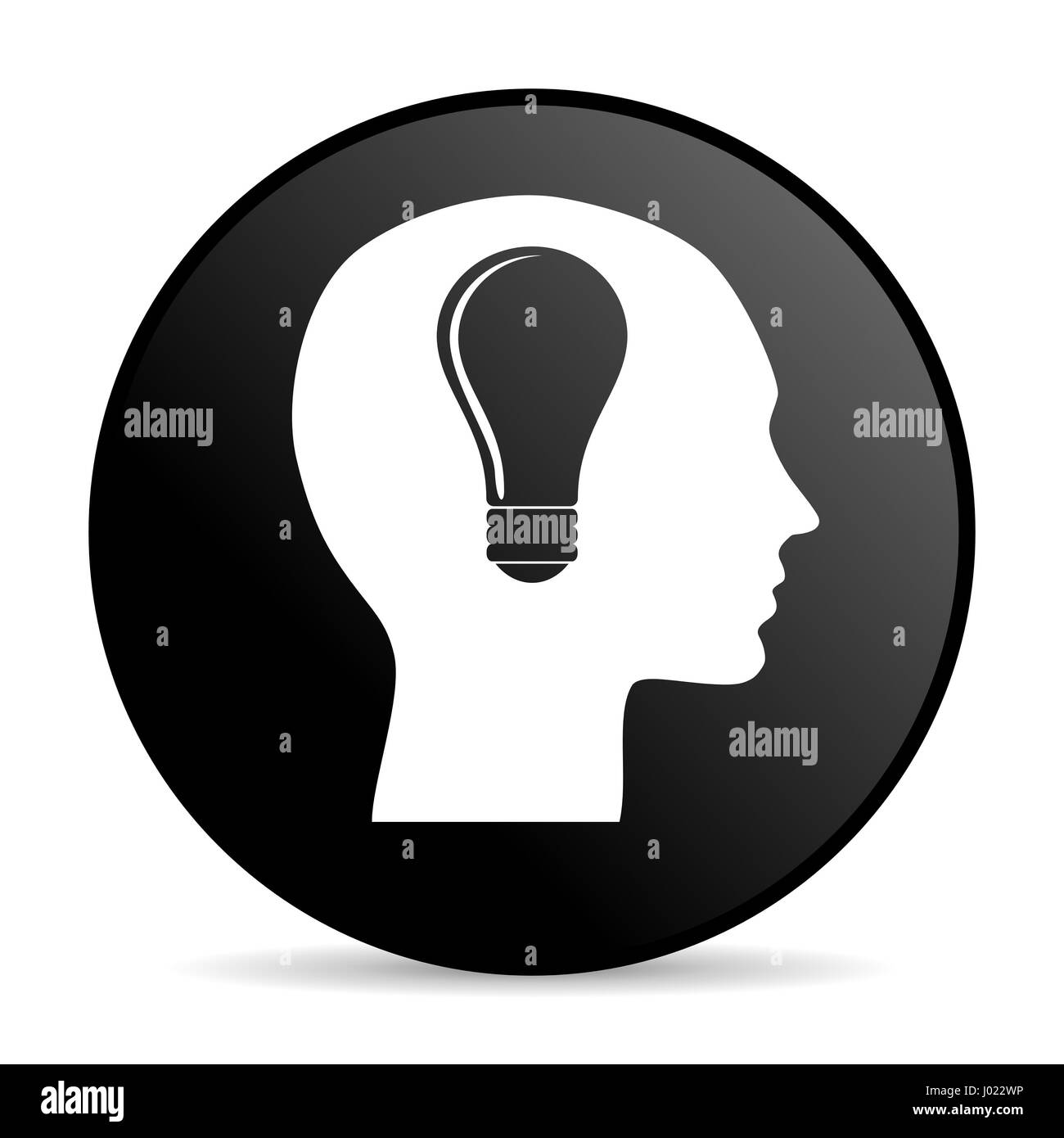 Head black color web design round internet icon on white background ...