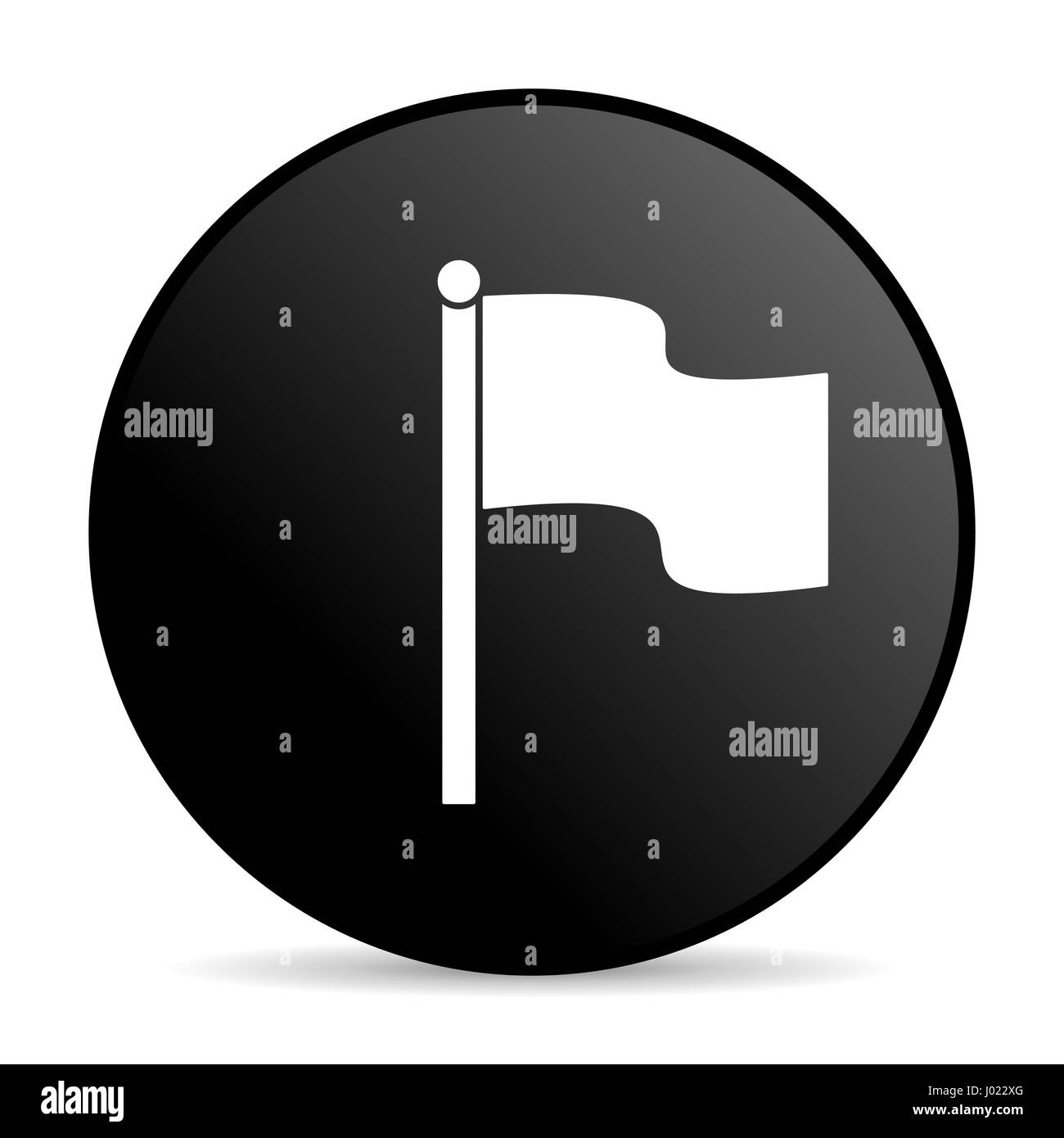 Flag black color web design round internet icon on white background ...