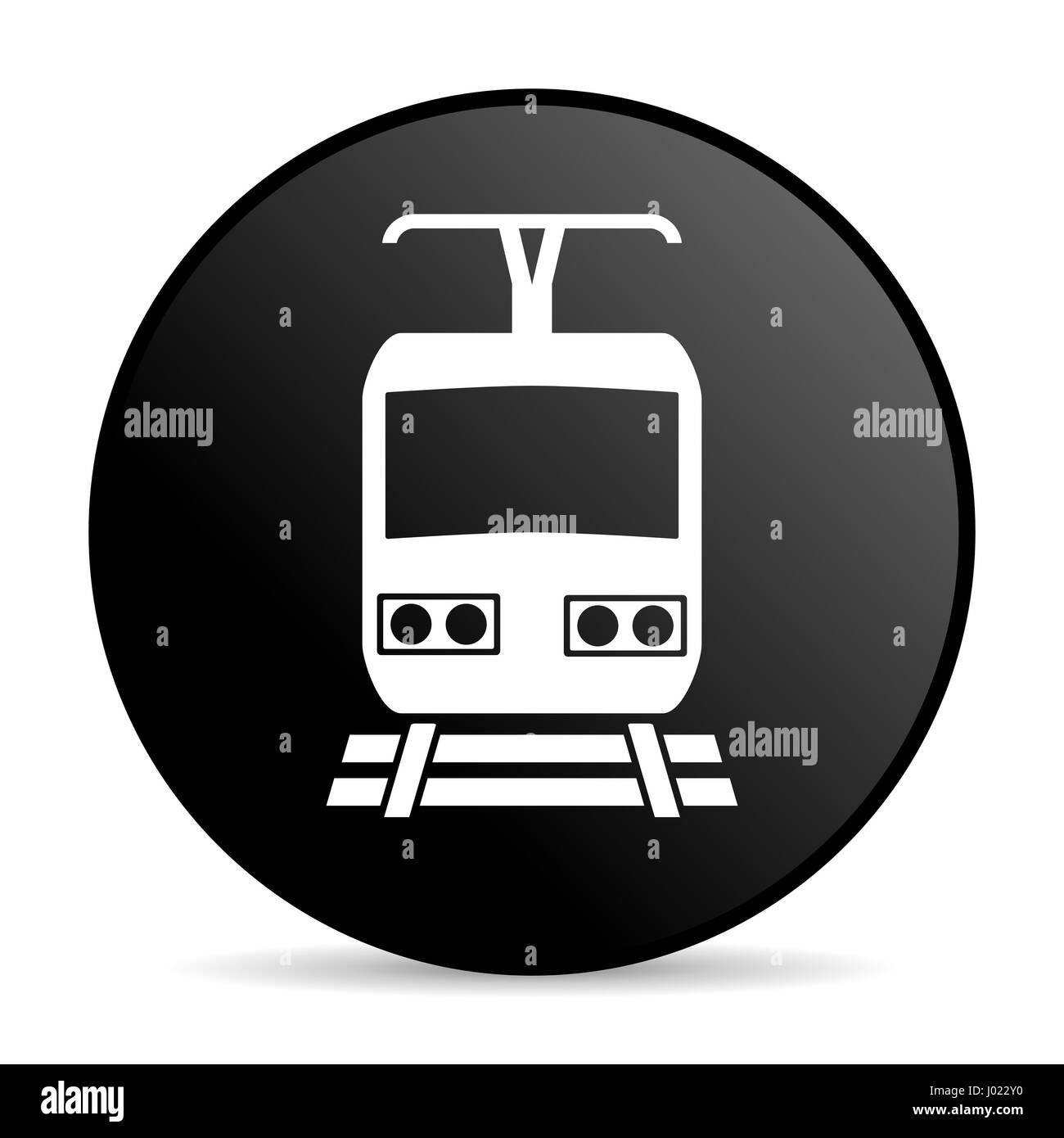 Train black color web design round internet icon on white background ...