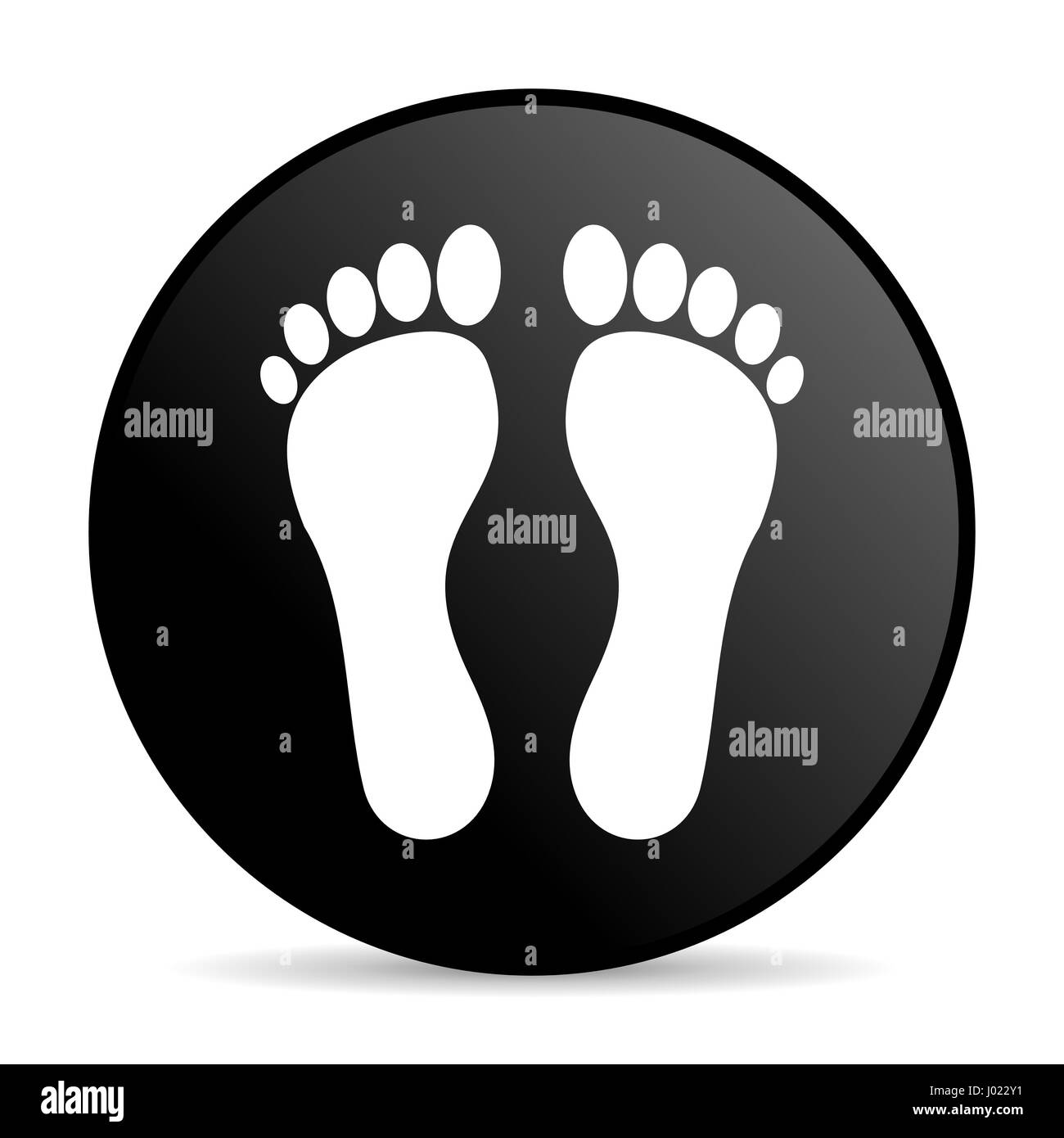 Foot black color web design round internet icon on white background ...