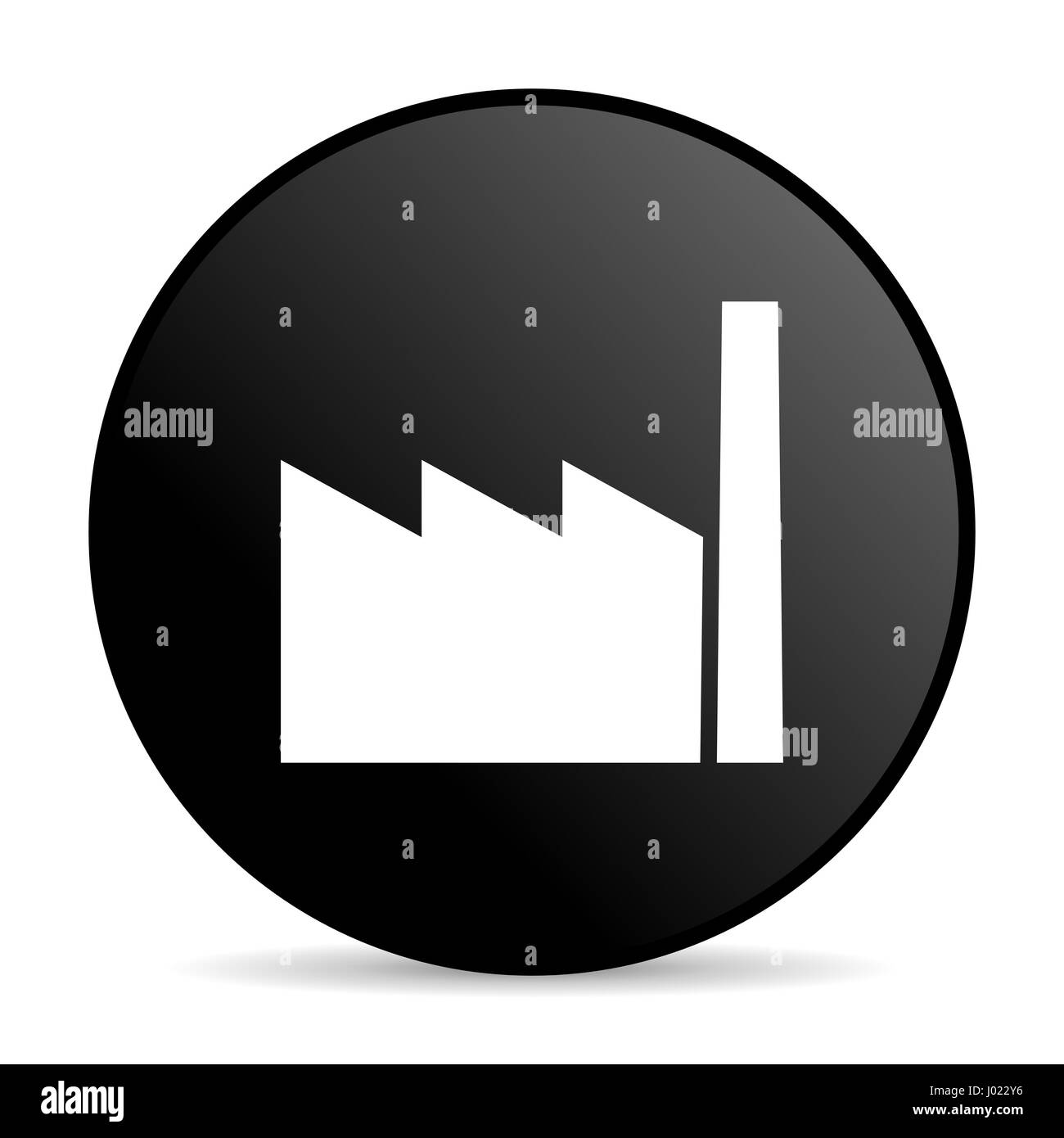 Factory black color web design round internet icon on white background ...