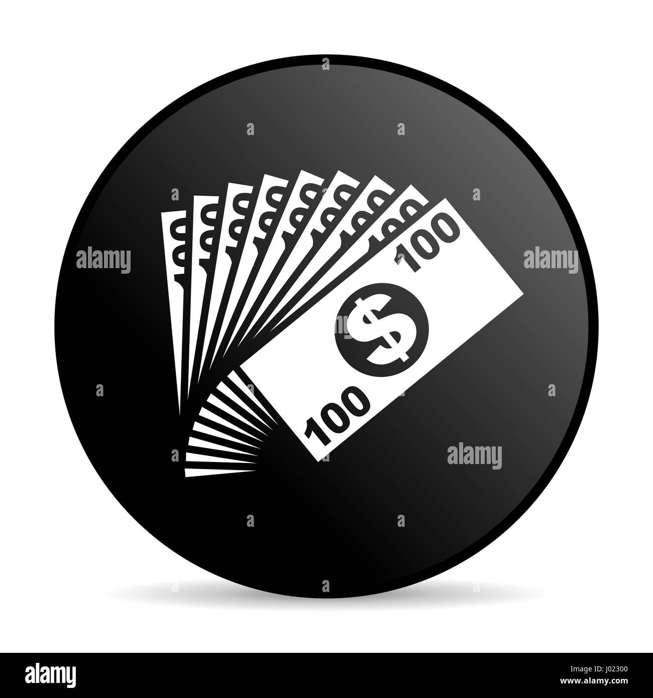 Money black color web design round internet icon on white background ...