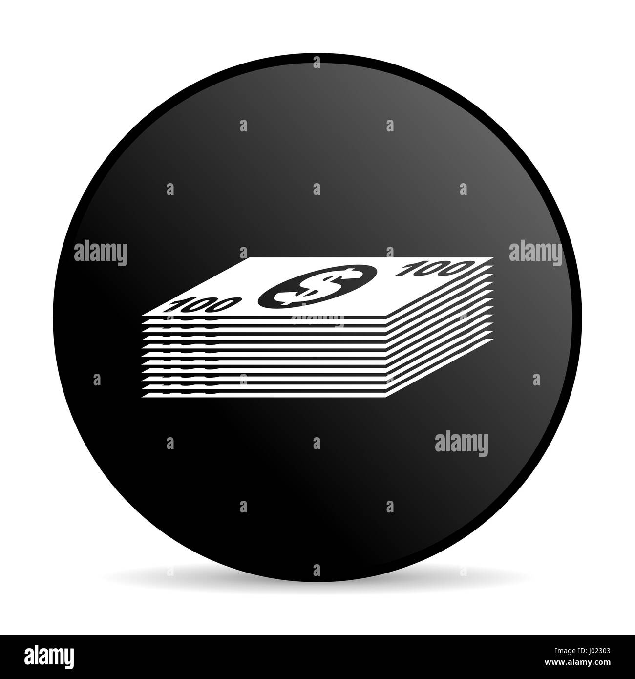 Money black color web design round internet icon on white background ...