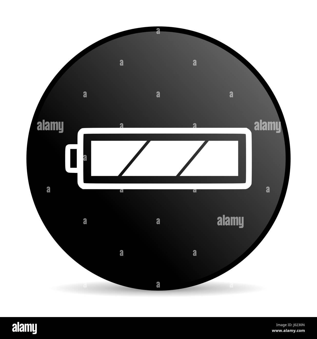 Battery black color web design round internet icon on white background ...