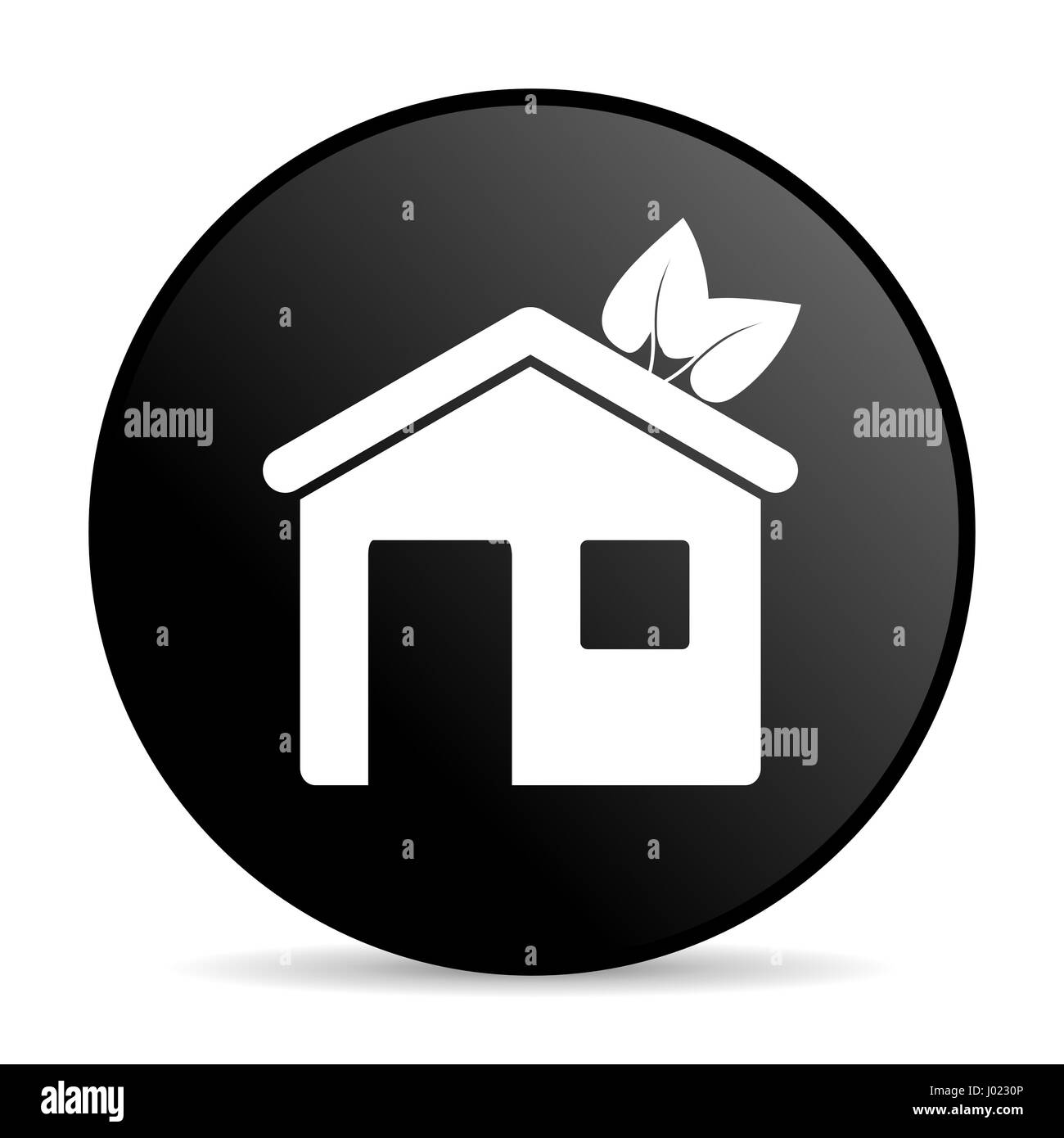 House black color web design round internet icon on white background ...