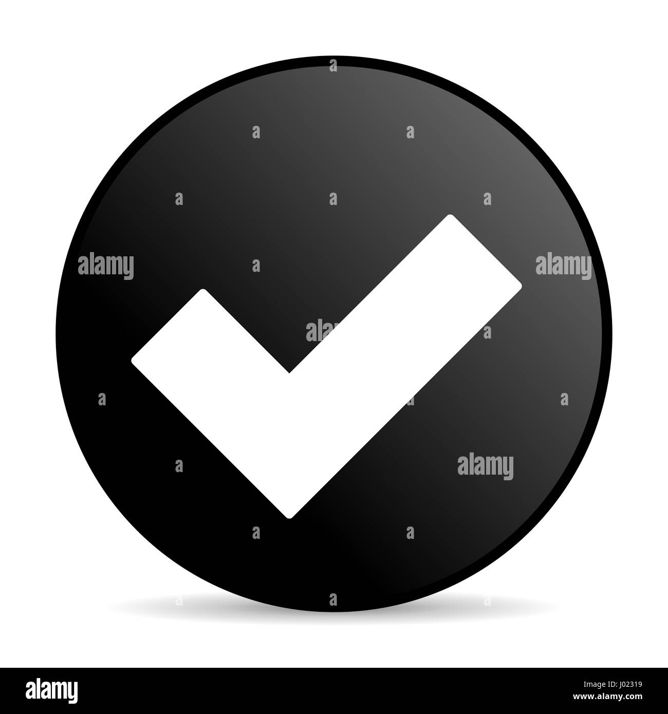Accept black color web design round internet icon on white background ...