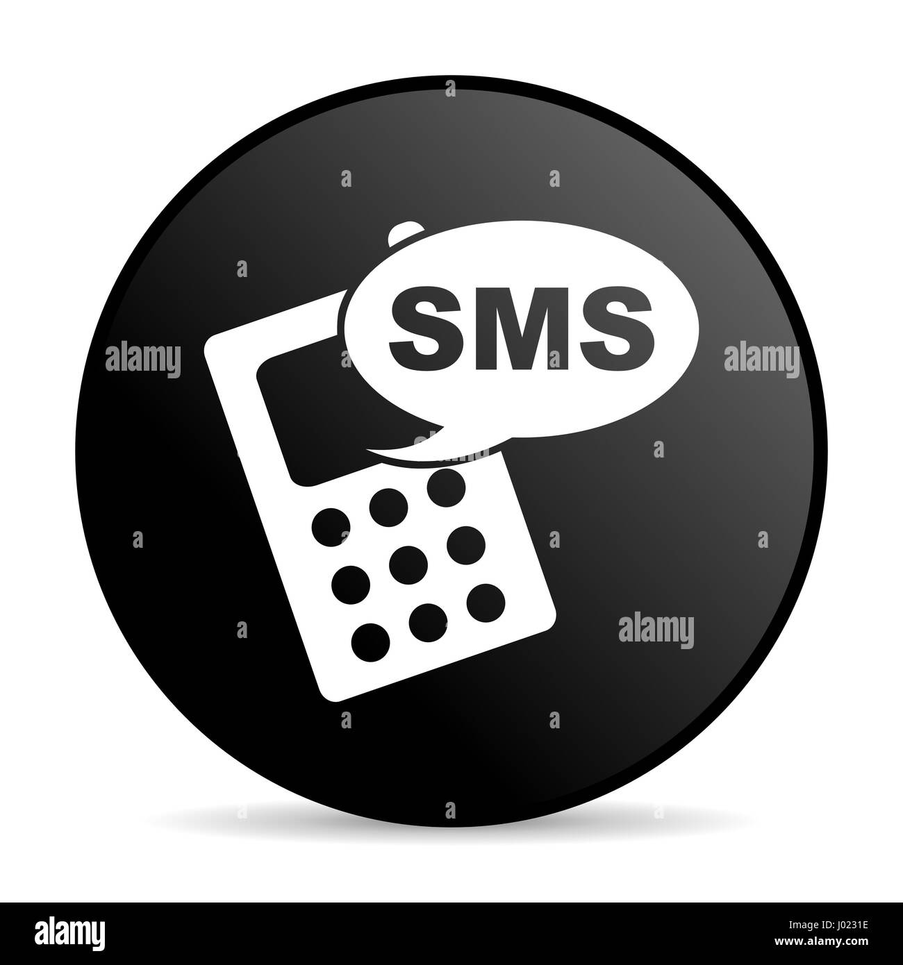 Sms black color web design round internet icon on white background ...