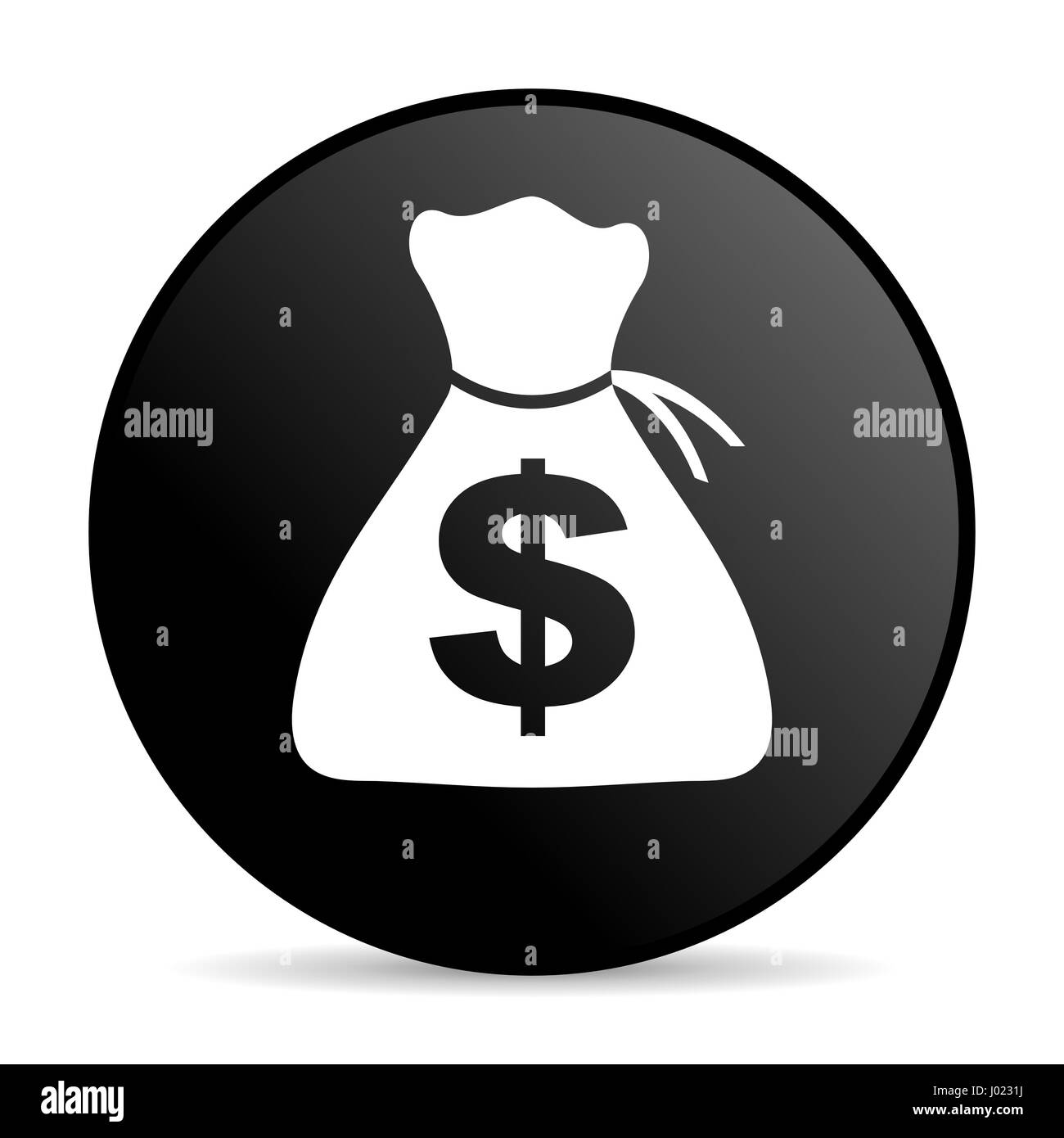Money black color web design round internet icon on white background ...
