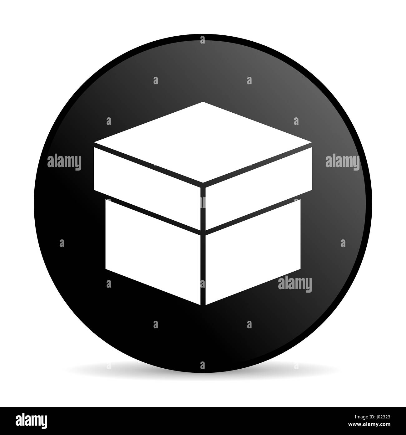 Box black color web design round internet icon on white background ...