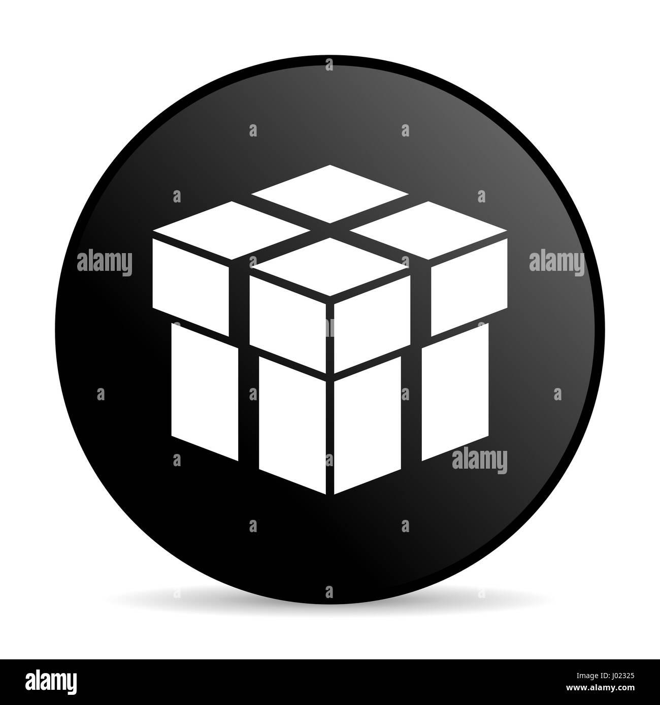 Box black color web design round internet icon on white background ...