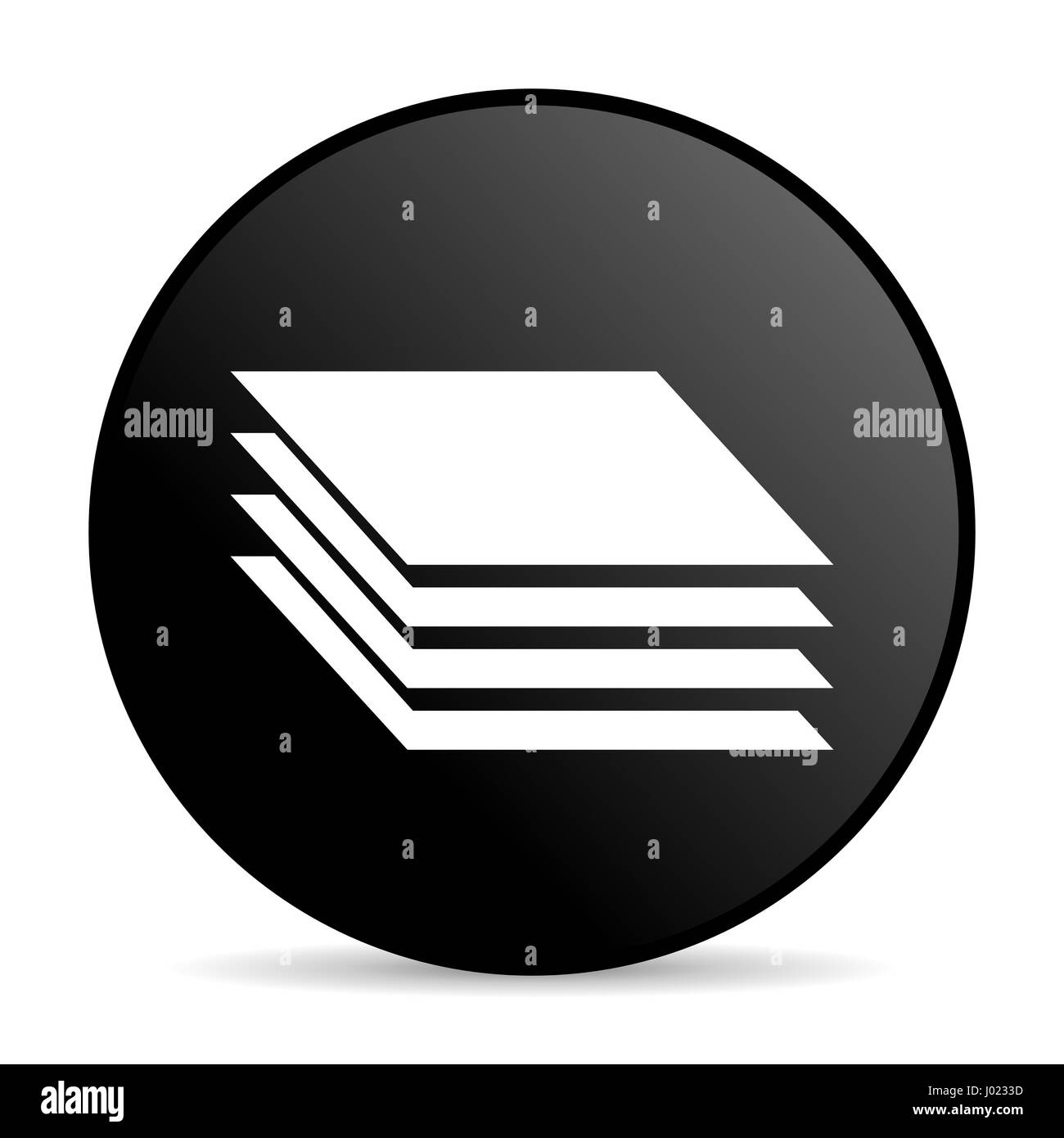 Layers black color web design round internet icon on white background ...