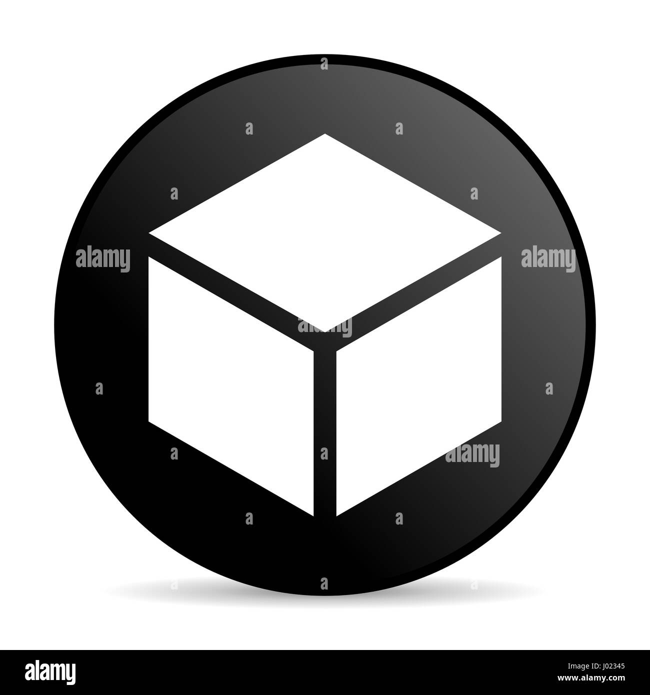 Box black color web design round internet icon on white background ...