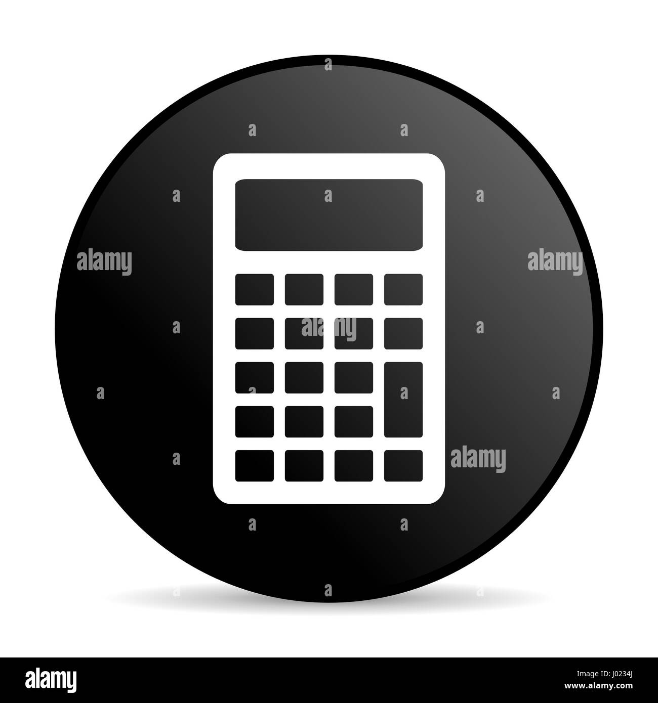 Calculator black color web design round internet icon on white ...