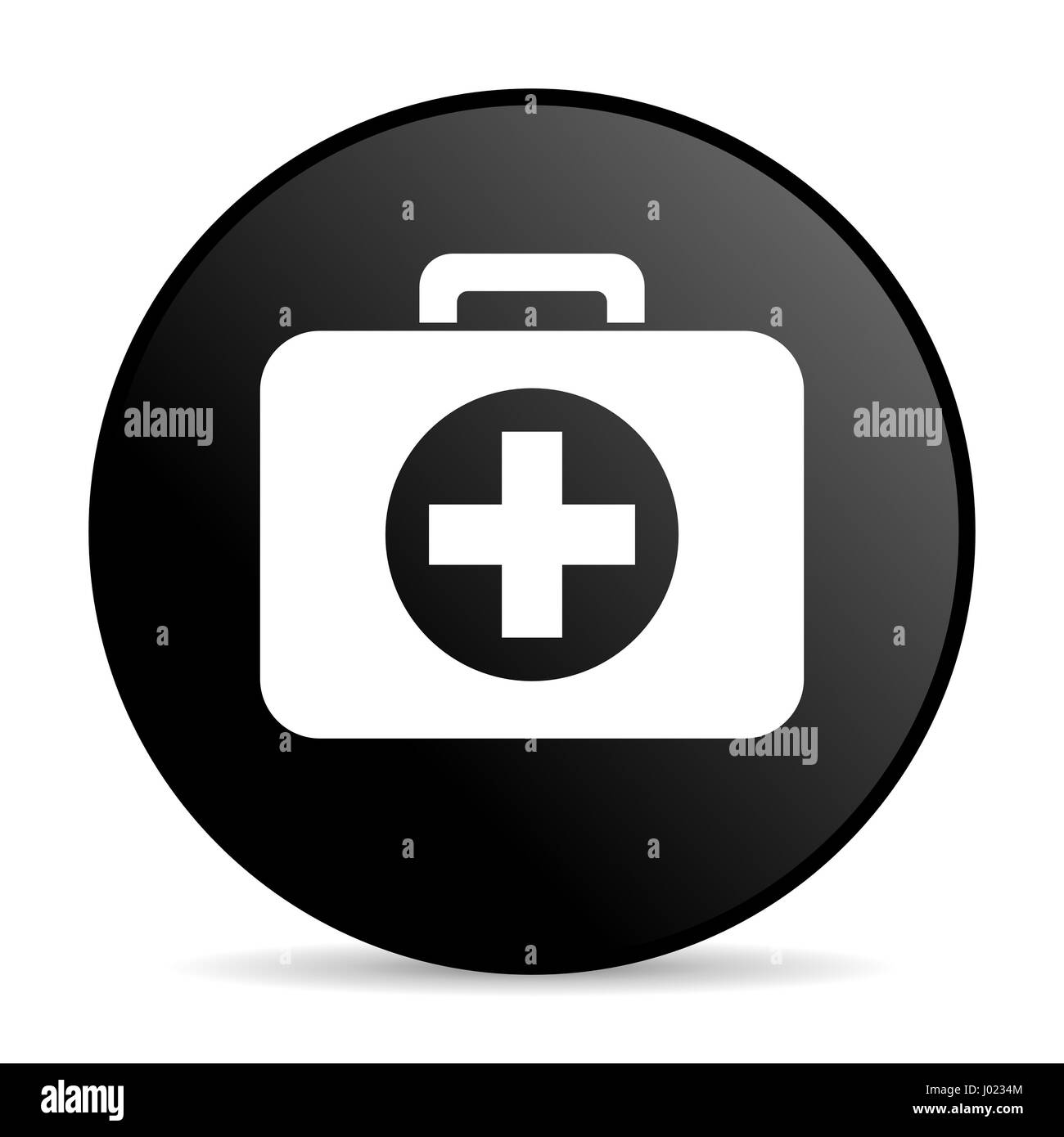 First aid black color web design round internet icon on white ...
