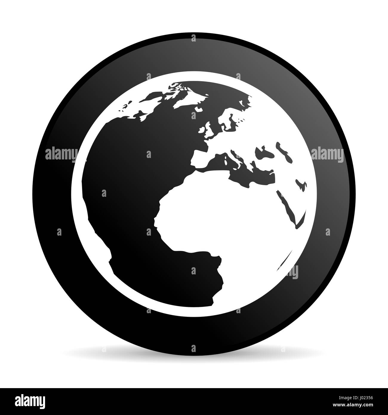 Earth black color web design round internet icon on white background ...