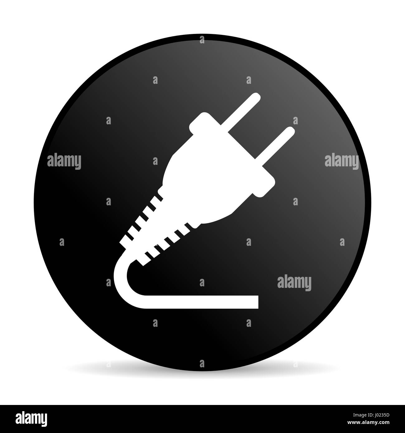 Plug black color web design round internet icon on white background ...