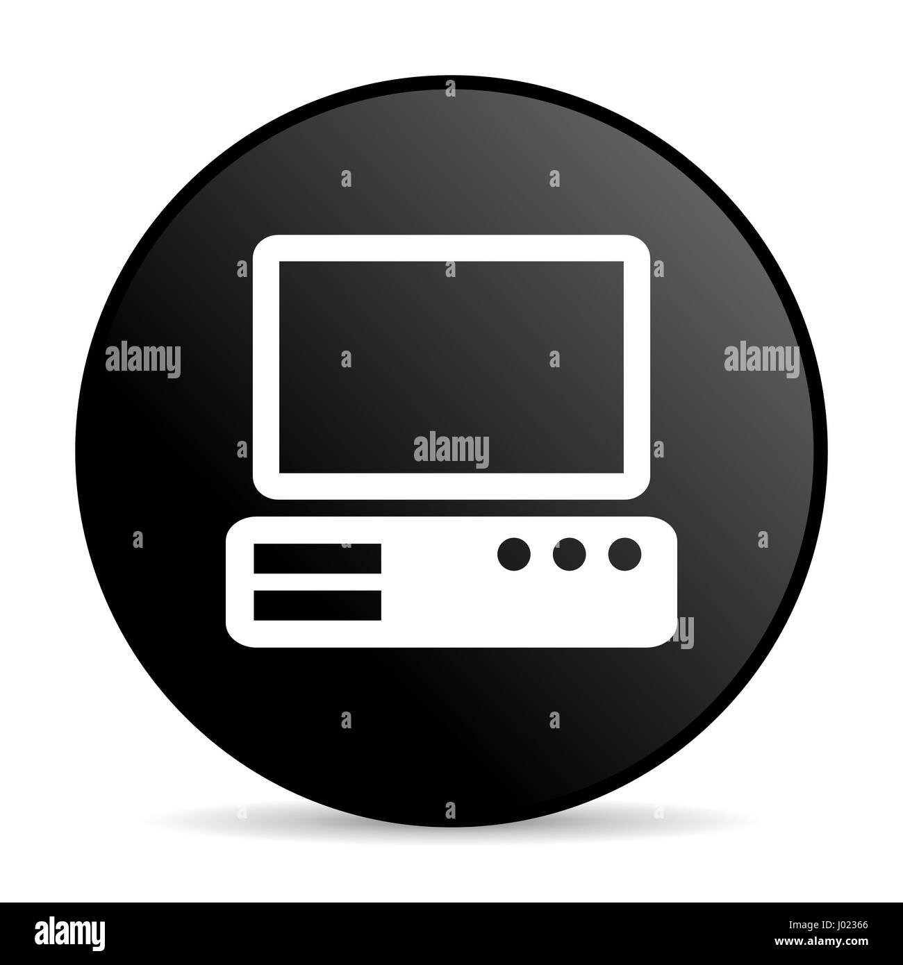 Computer black color web design round internet icon on white background ...