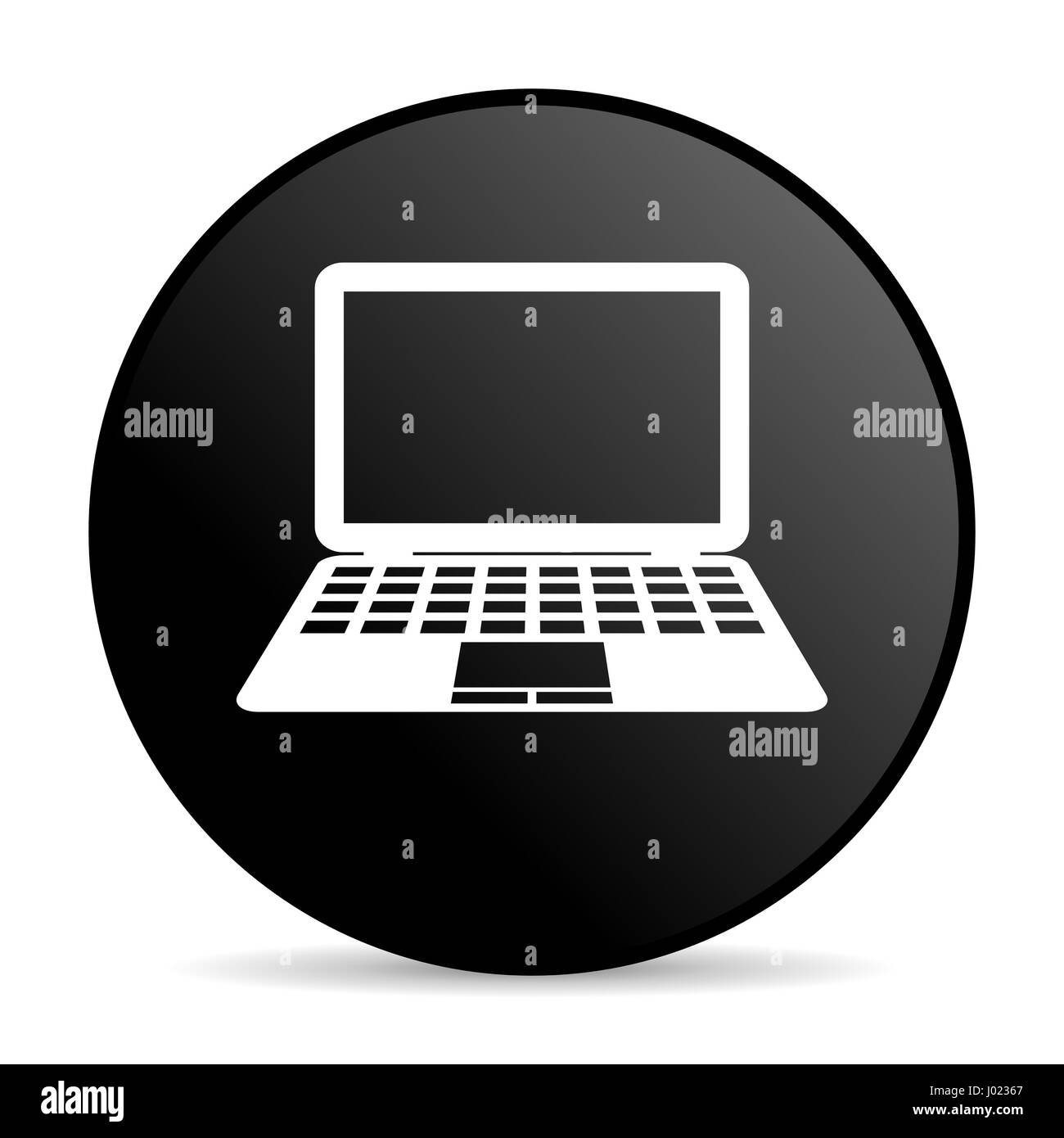 Computer black color web design round internet icon on white background ...