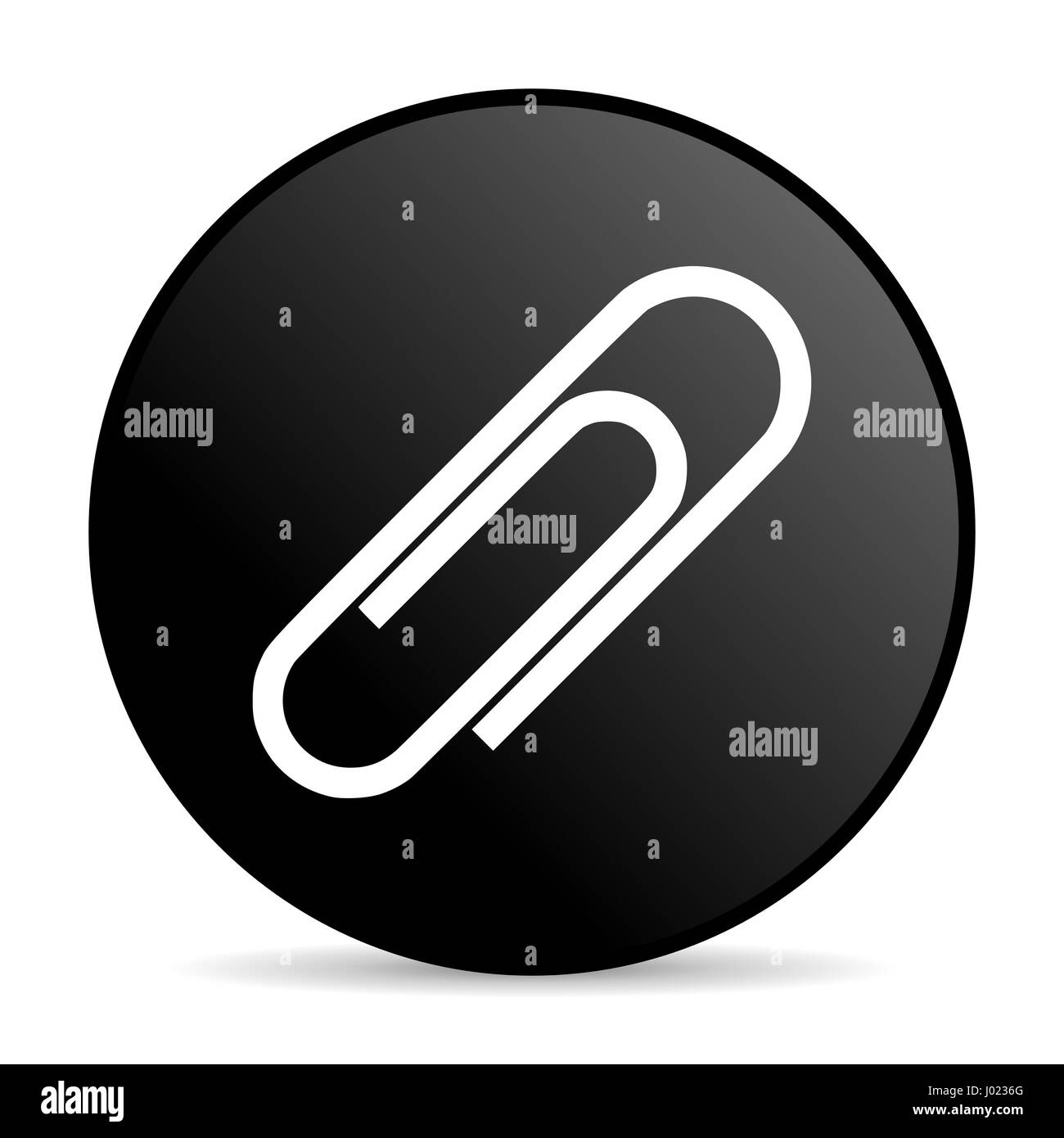 Paperclip black color web design round internet icon on white ...