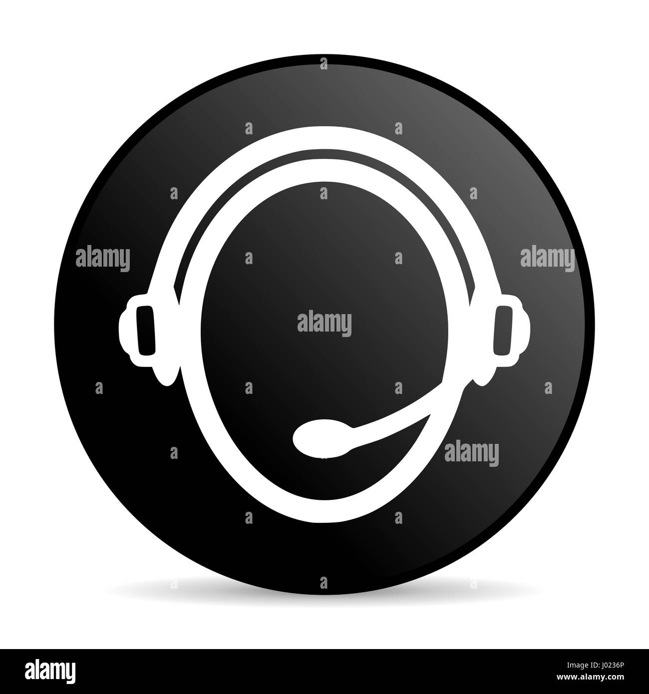 Customer service black color web design round internet icon on white ...