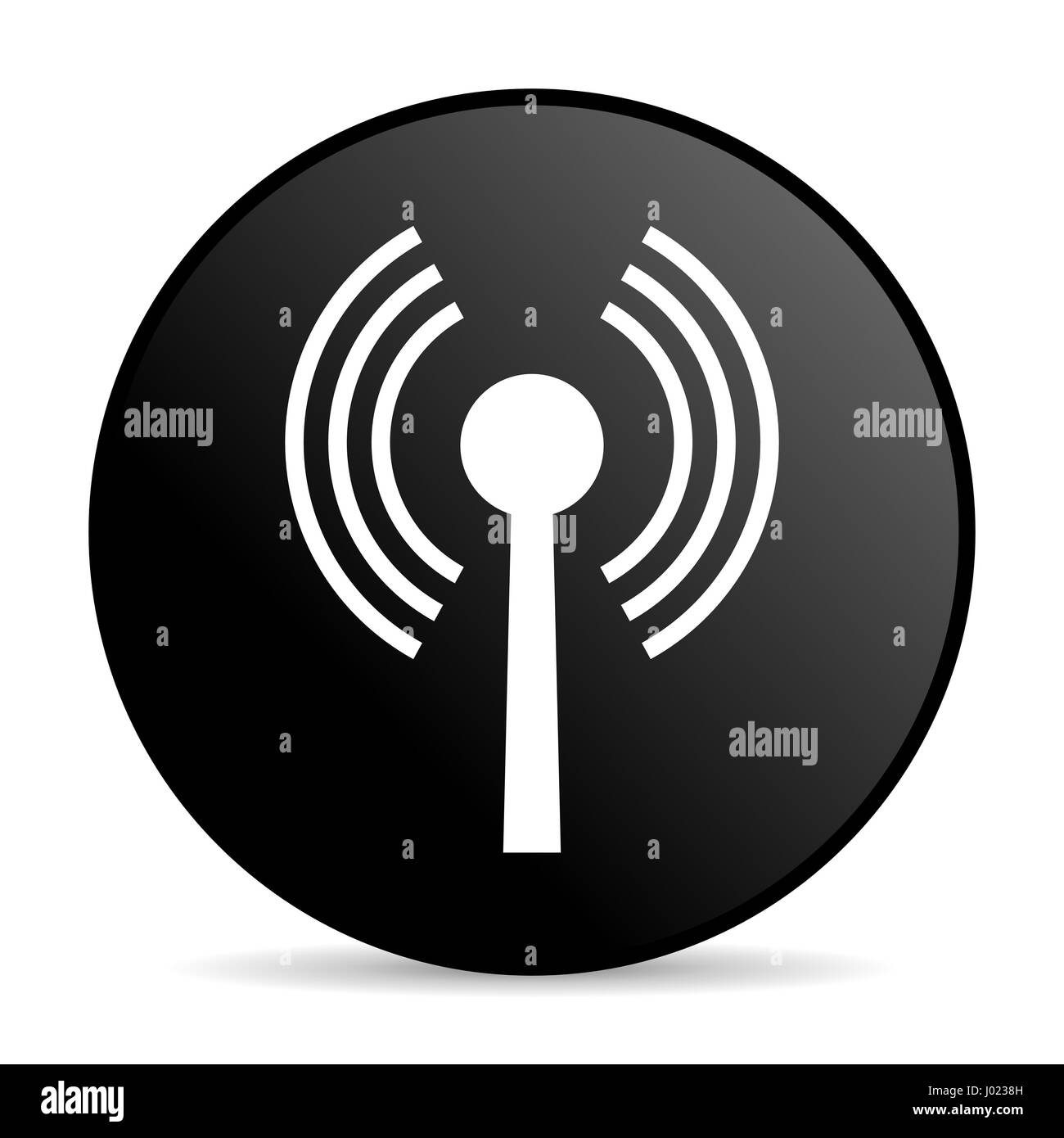 Wifi black color web design round internet icon on white background ...