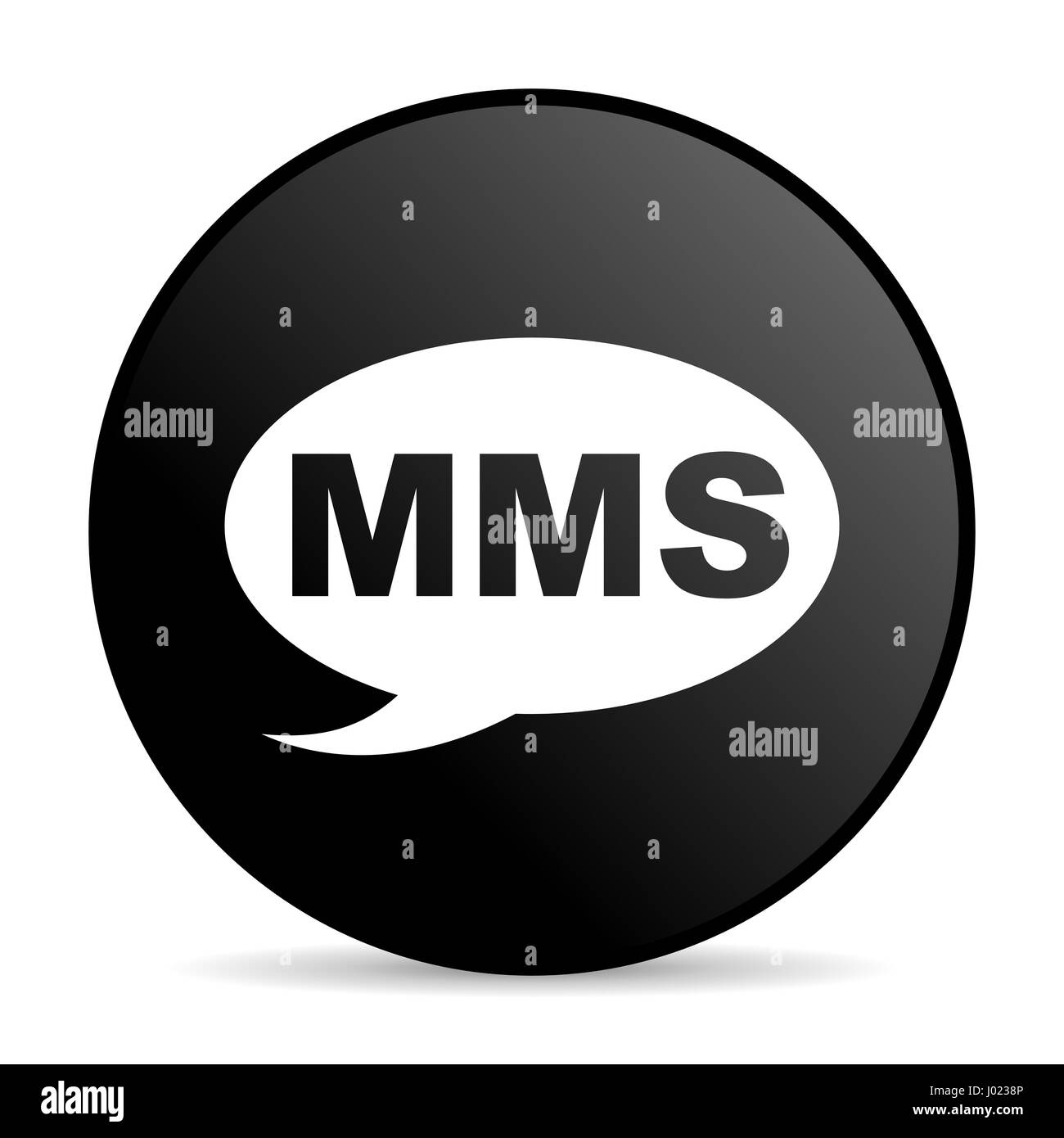 Mms black color web design round internet icon on white background ...