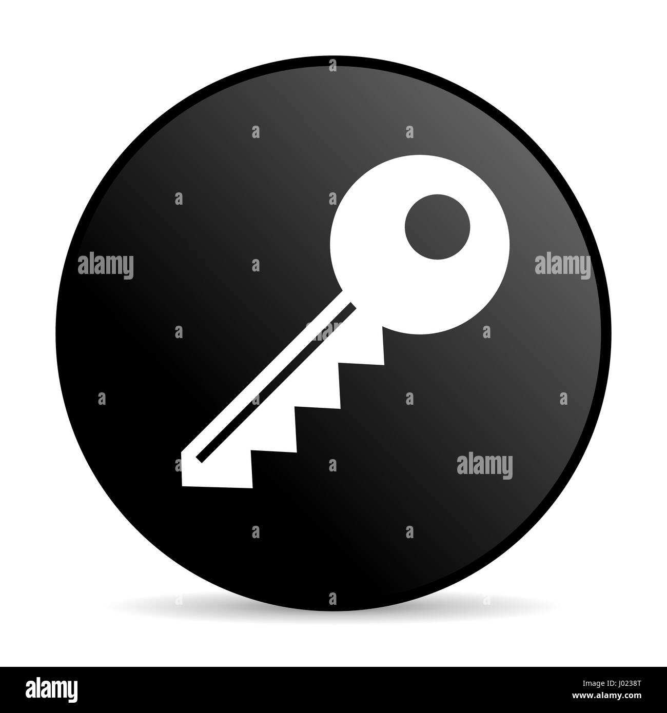 Key black color web design round internet icon on white background ...