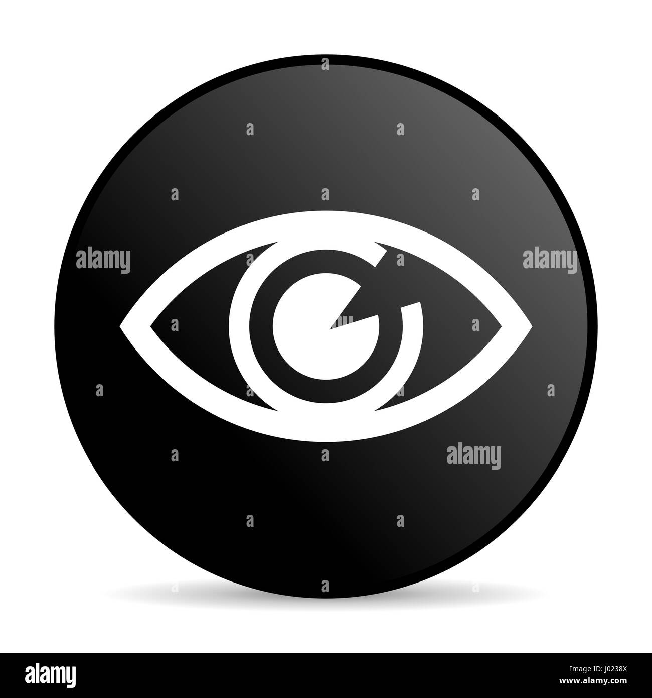 Eye black color web design round internet icon on white background ...