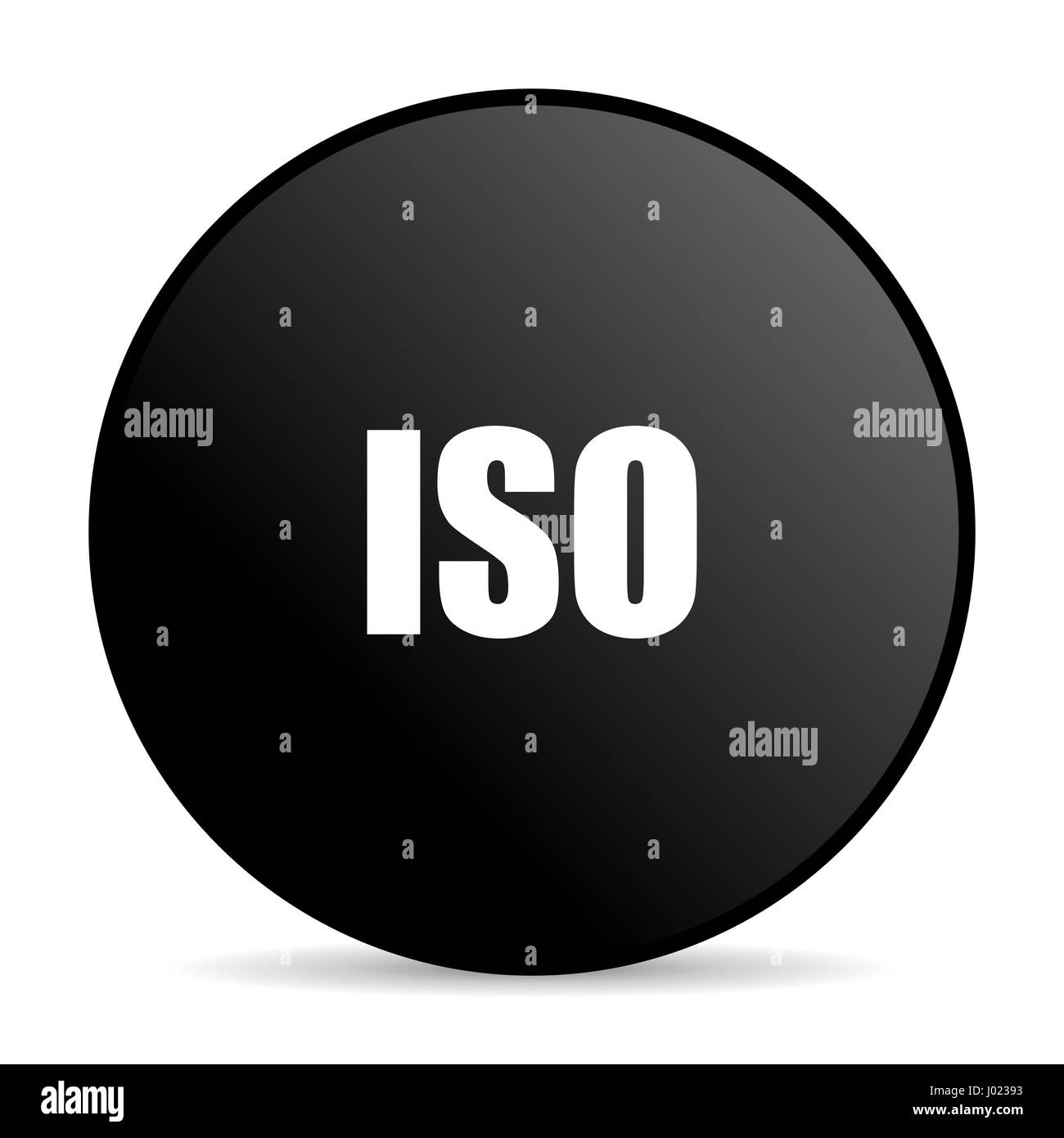 ISO black color web design round internet icon on white background ...