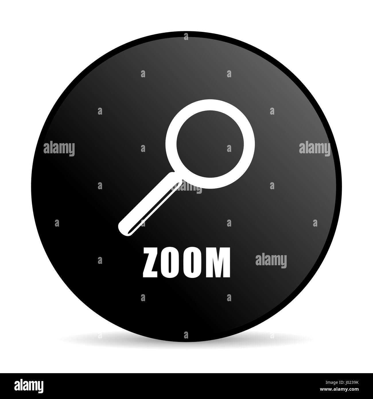 Zoom black color web design round internet icon on white background ...