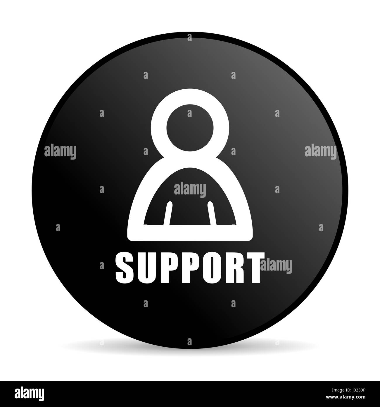 Support black color web design round internet icon on white background ...