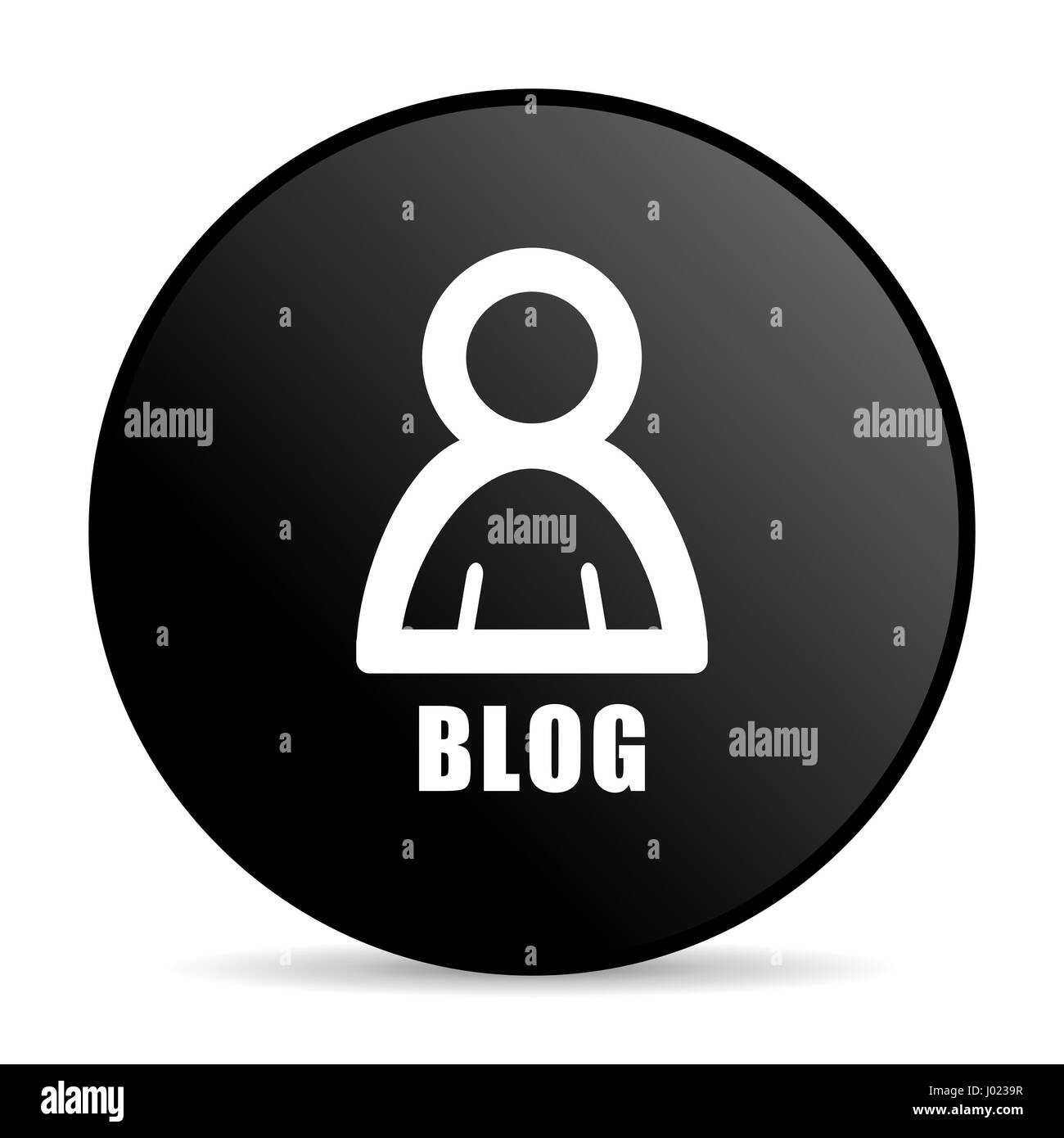 Blog black color web design round internet icon on white background ...
